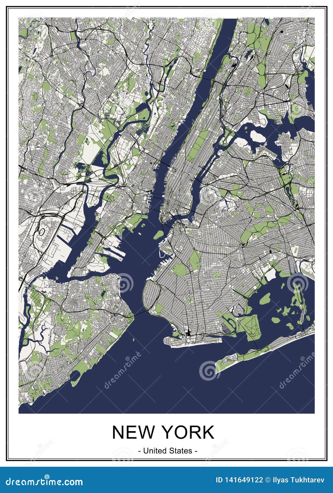 Mapa Do New York City, NY, EUA Ilustração Stock - Ilustração de ...