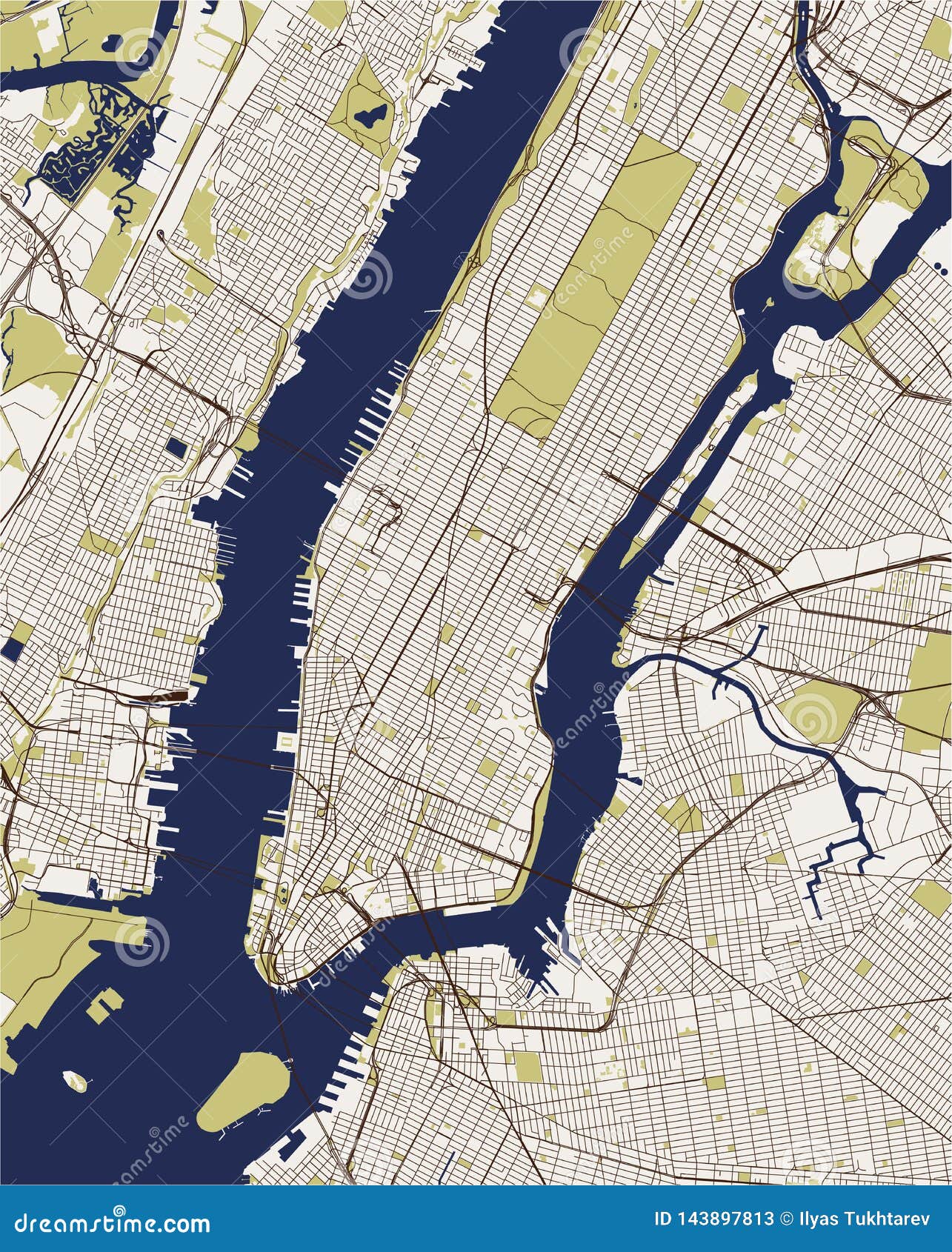 Mapa Do New York City, NY, EUA Ilustração Stock - Ilustração de bairro ...