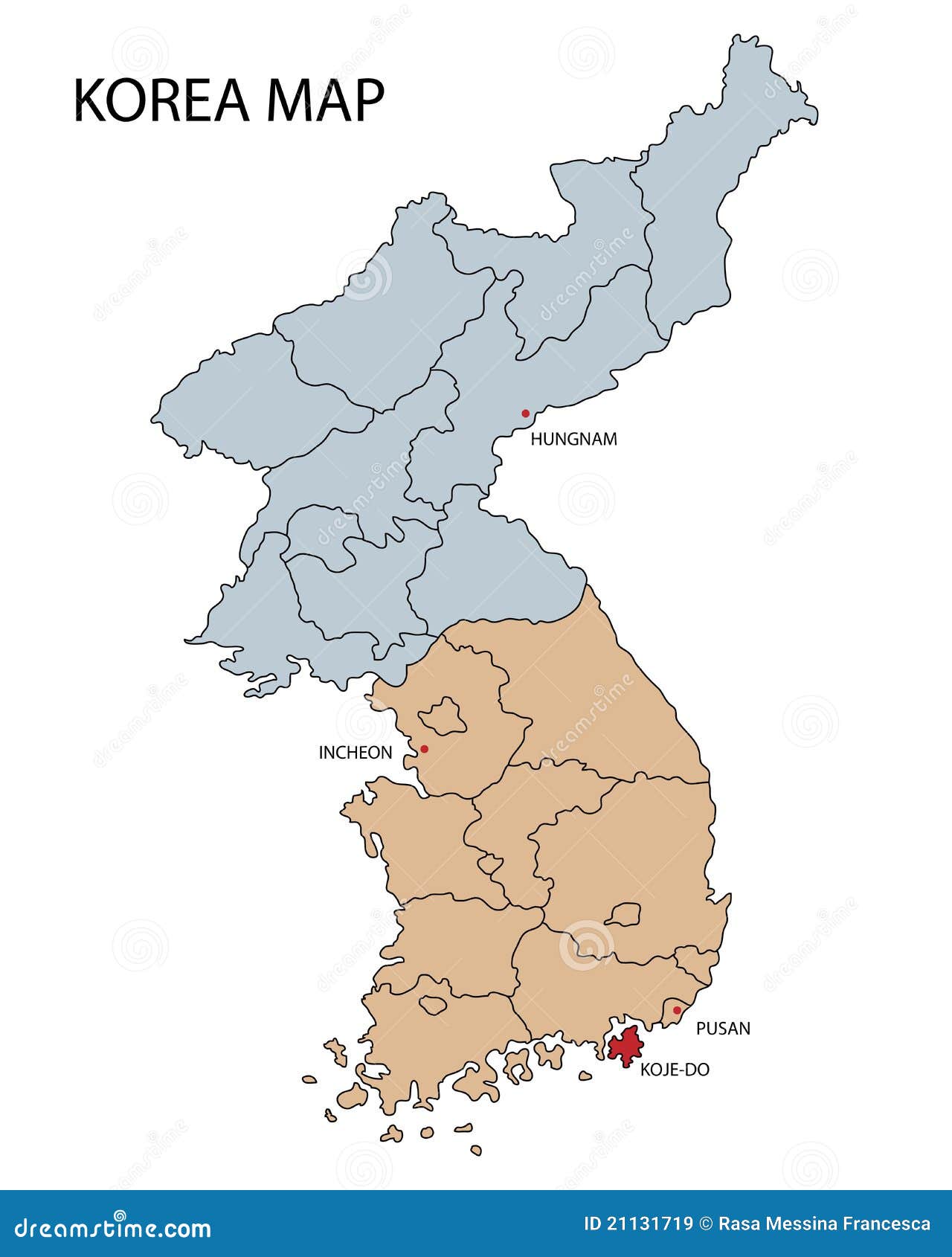 Mapa do Norte e Sul Coreia ilustração do vetor. Ilustração de console ...