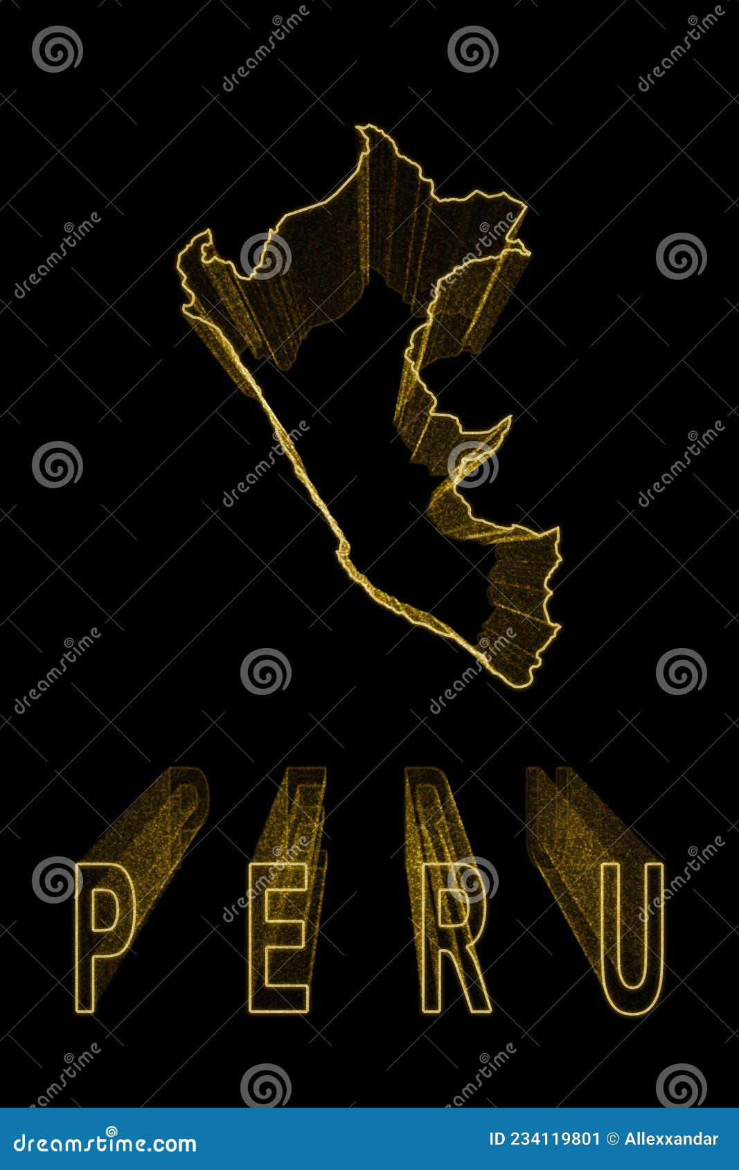 Mapa Do Ouro Peru Em Fundo Preto Ilustração Stock - Ilustração de ...