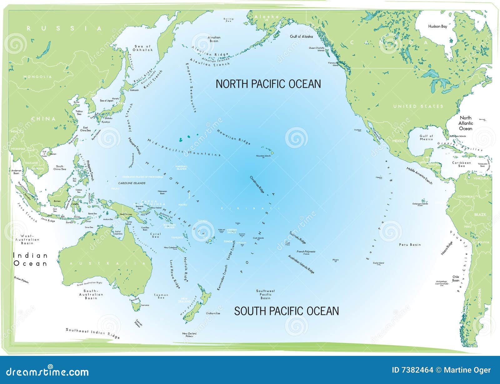 Mapa Do Pacífico Do Oceano. Ilustração do Vetor - Ilustração de ...