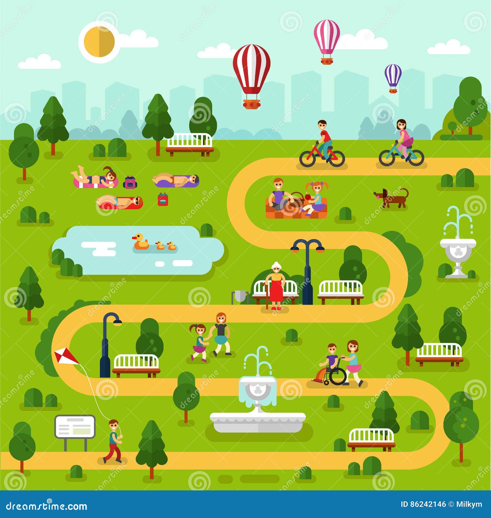 Mapa do parque ilustração do vetor. Ilustração de feliz - 86242146
