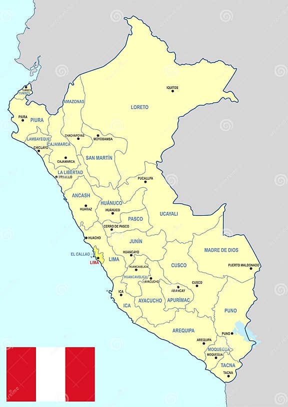Mapa do Peru ilustração do vetor. Ilustração de cidades - 94532364