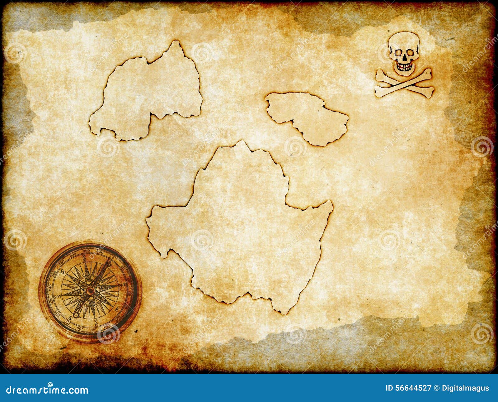 Mapa Do Pirata No Papel Do Vintage Ilustração Stock - Ilustração de ...