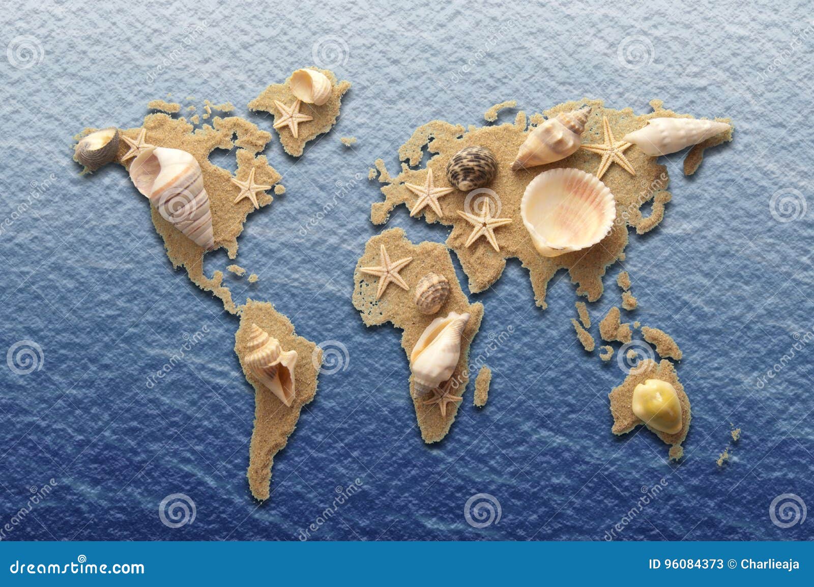 Mapa Do Shell Do Mar Do Mundo Imagem de Stock - Imagem de estrela ...