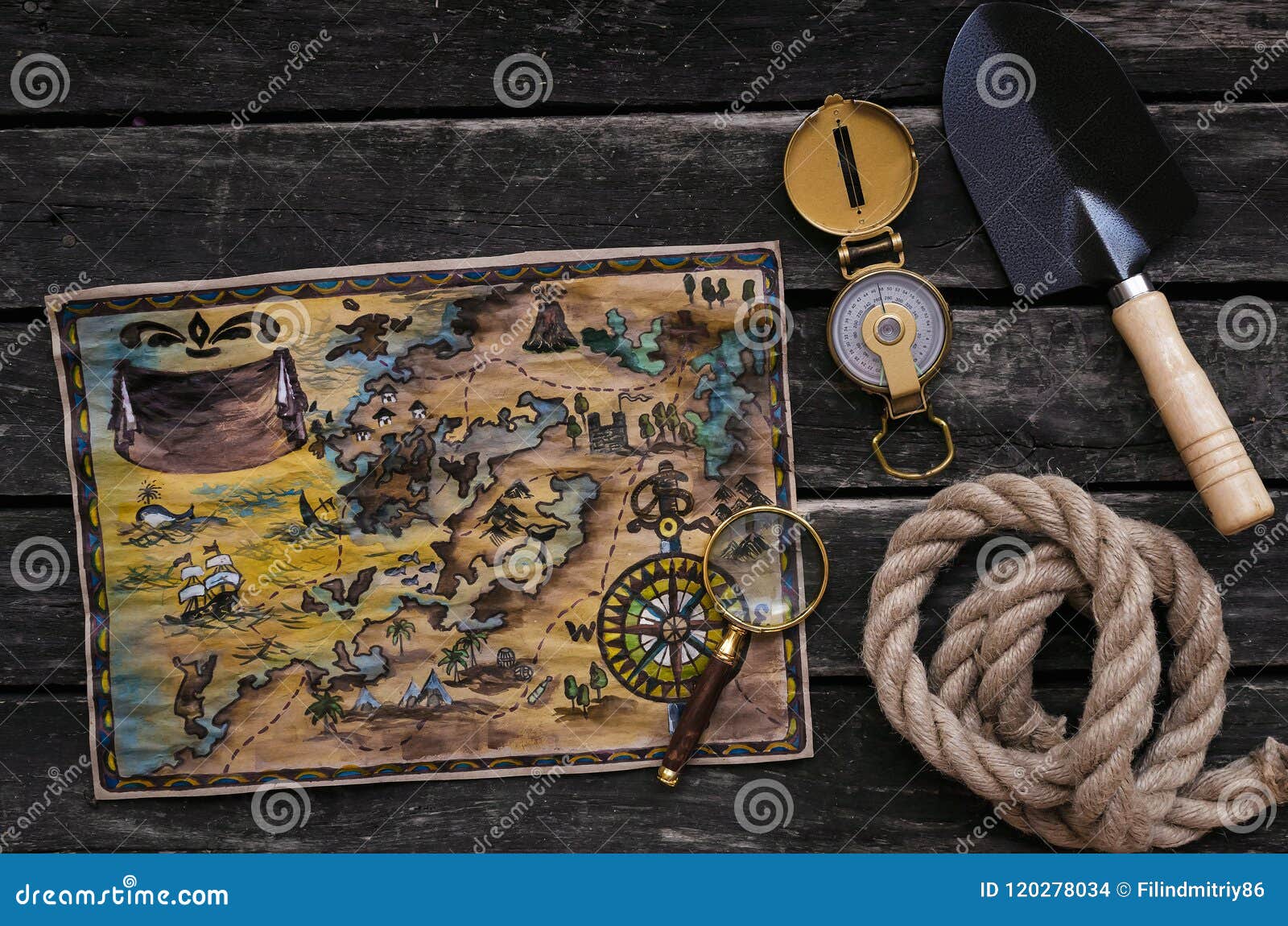 Mapa do tesouro foto de stock. Imagem de acima, mesa - 120278034