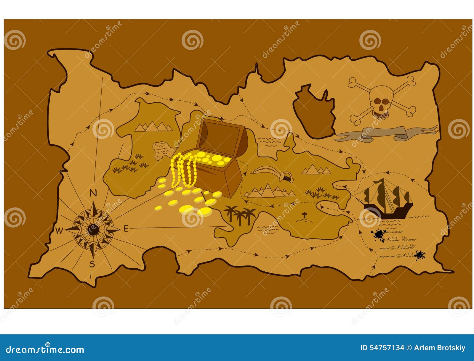 Mapa do tesouro ilustração do vetor. Ilustração de vento - 54757134