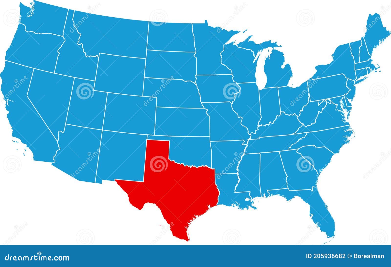 Mapa do texas ilustração do vetor. Ilustração de estados - 205936682