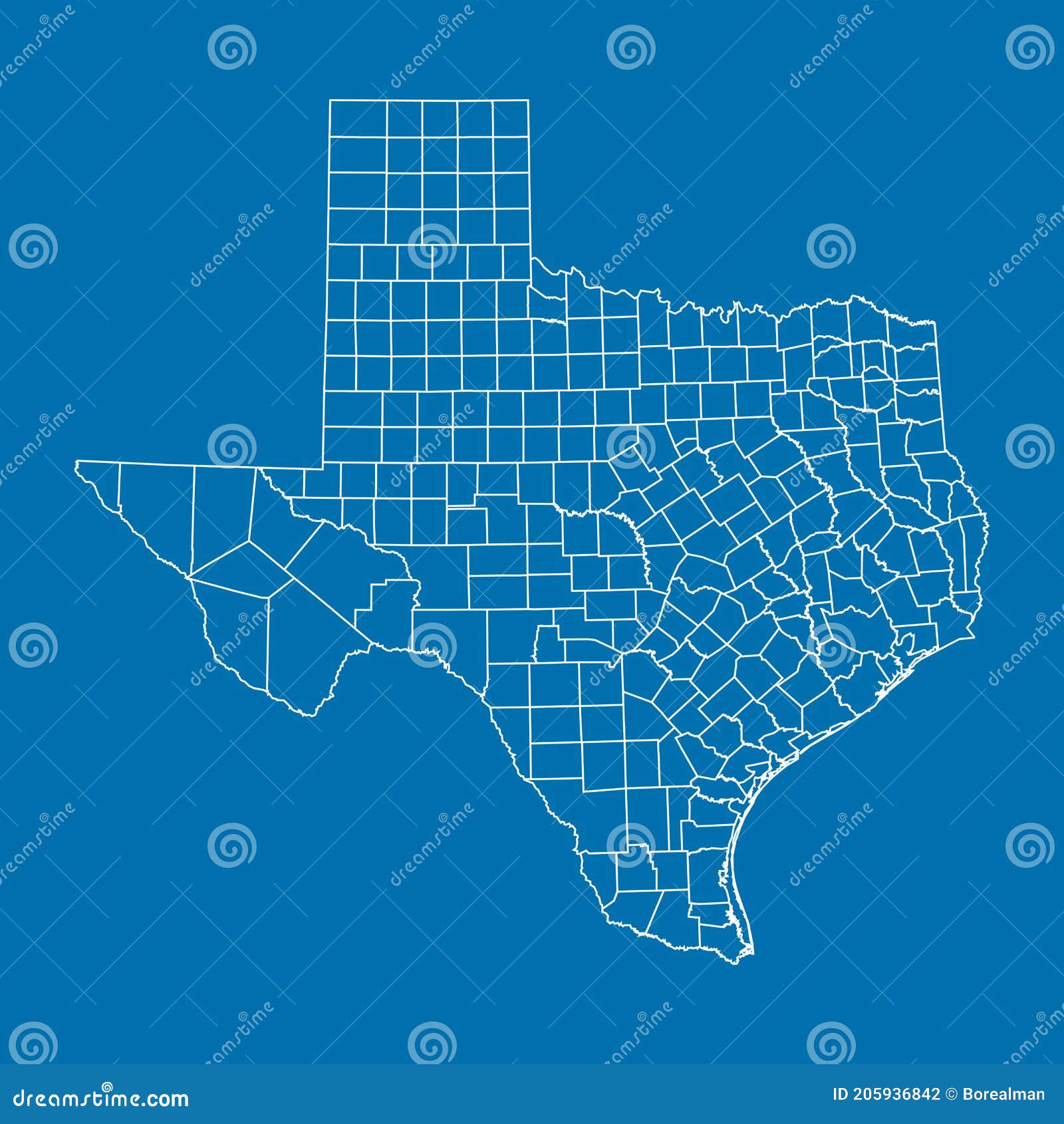 Mapa do texas ilustração do vetor. Ilustração de isolado - 205936842