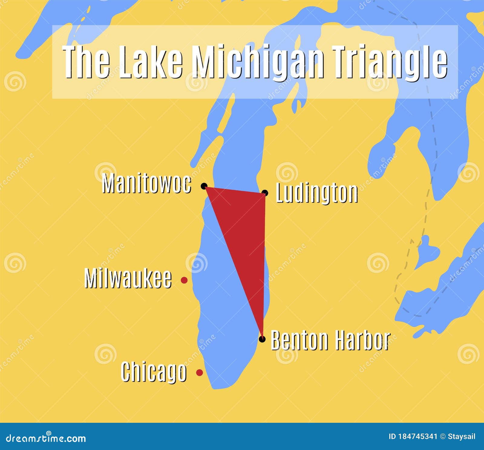 Mapa Do Triângulo Michigan Do Lago Ilustração do Vetor - Ilustração de ...