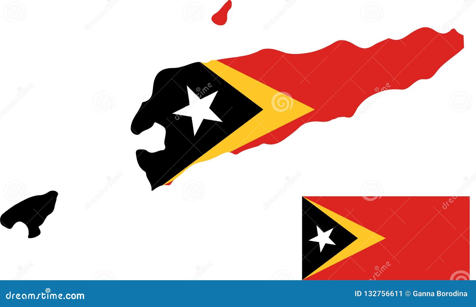 Mapa Do Vetor De Timor-Leste Com Bandeira Fundo Isolado, Branco ...