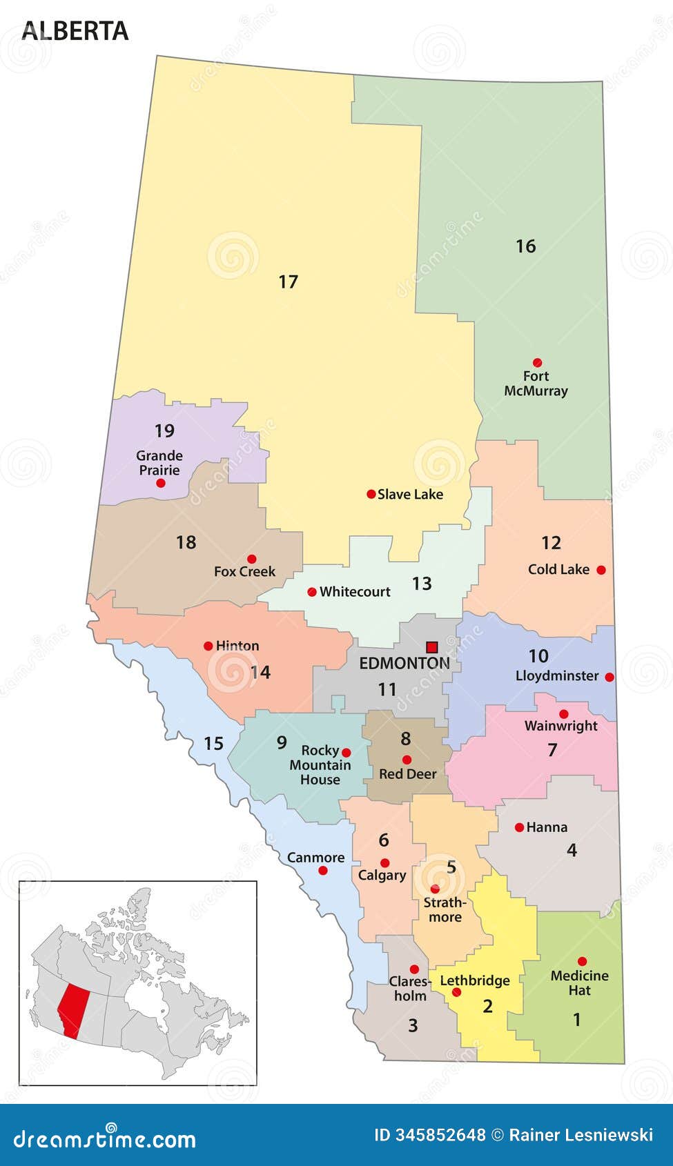 Mapa Dos Distritos De Alberta Canada Ilustração do Vetor - Ilustração ...