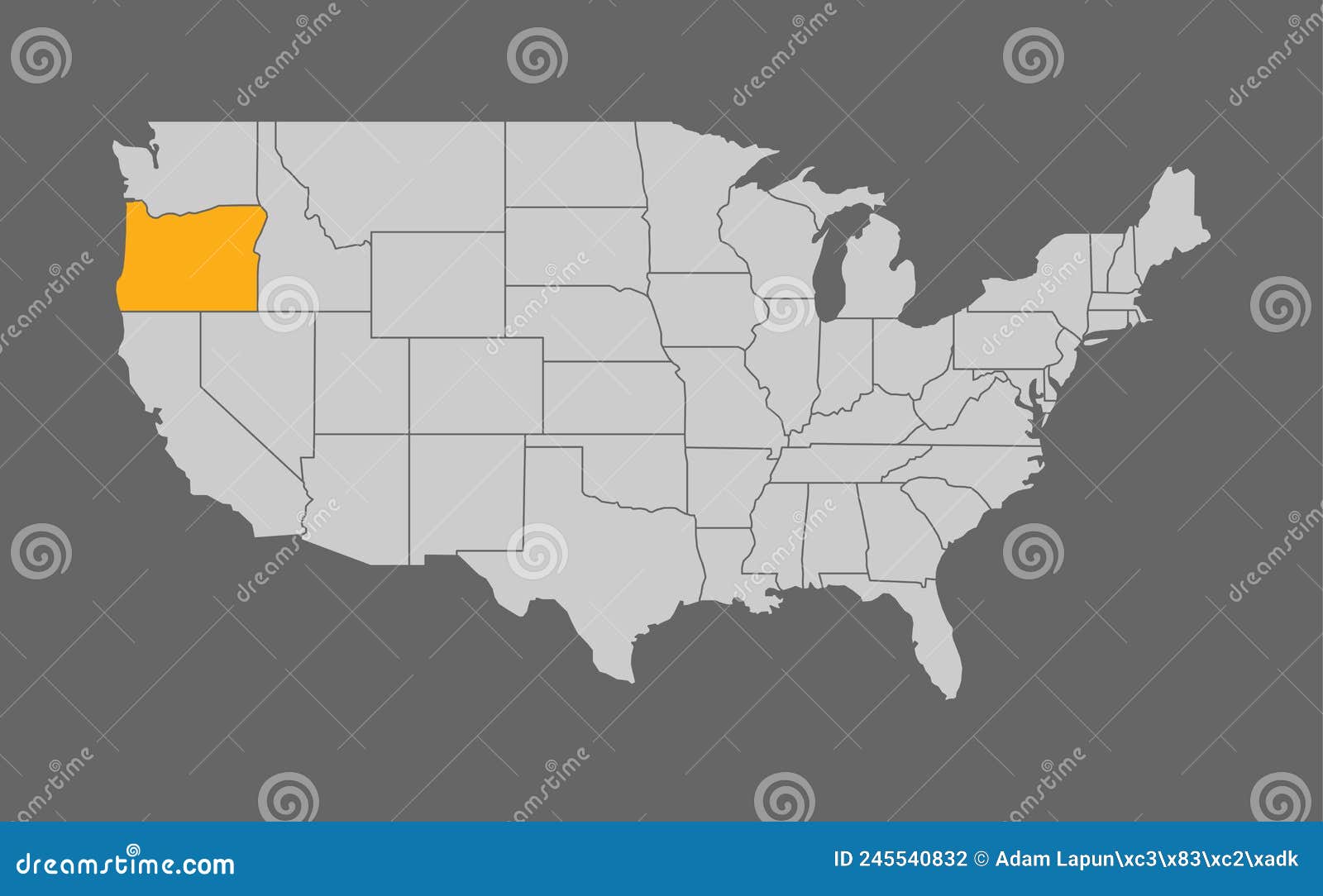 Mapa Dos Estados Unidos Com Destaque De Oregon Ilustração do Vetor ...