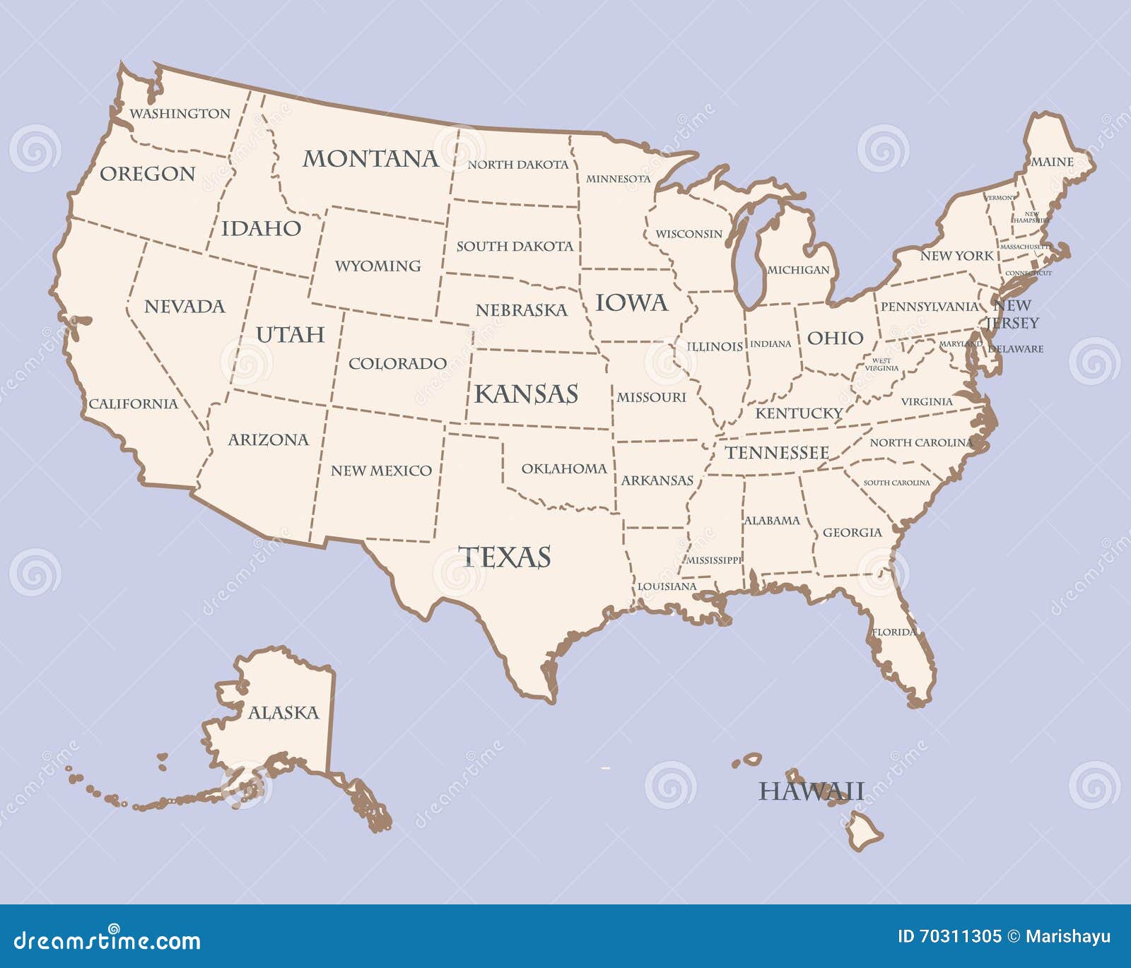 Mapa Dos EUA Com Nomes Dos Estados Ilustração Stock - Ilustração de ...