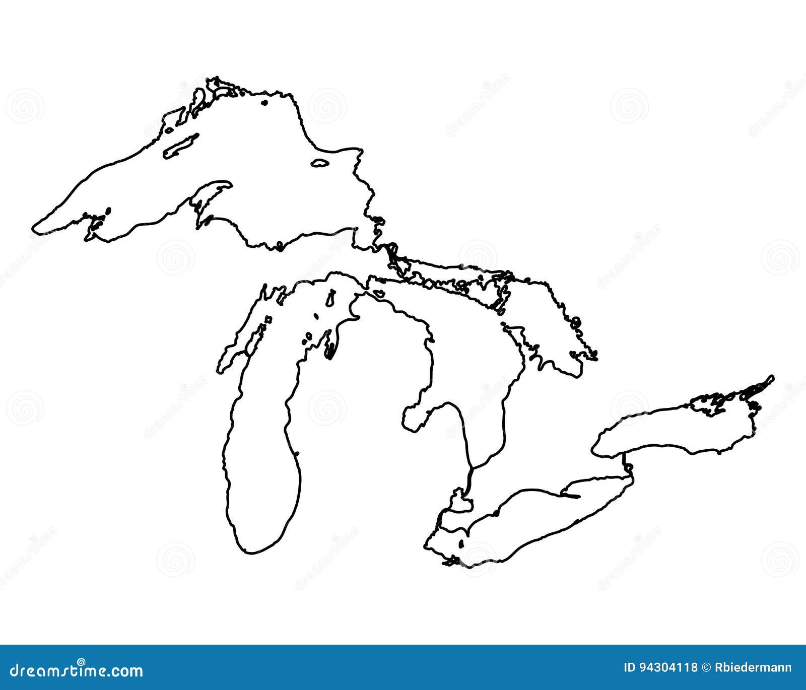 Mapa dos grandes lagos ilustração do vetor. Ilustração de mapa - 94304118