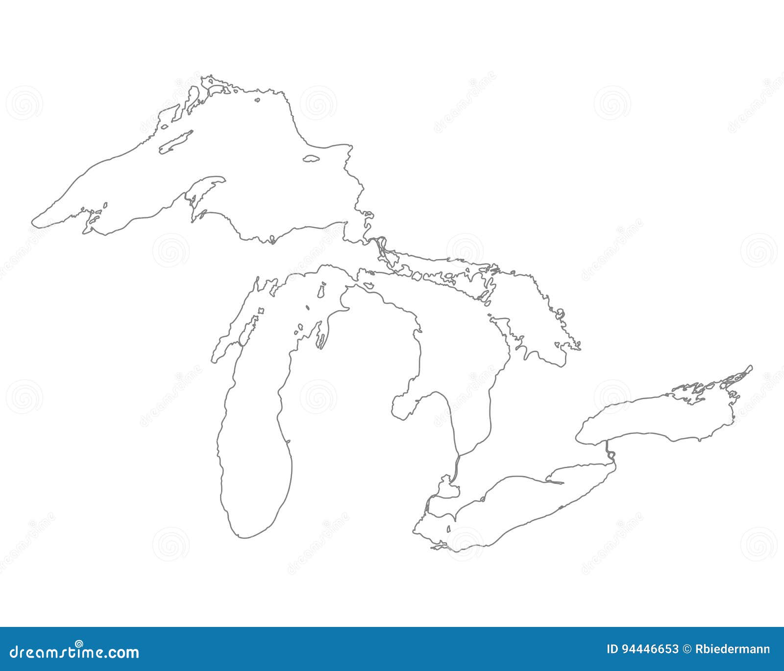 Mapa dos grandes lagos ilustração do vetor. Ilustração de geografia ...