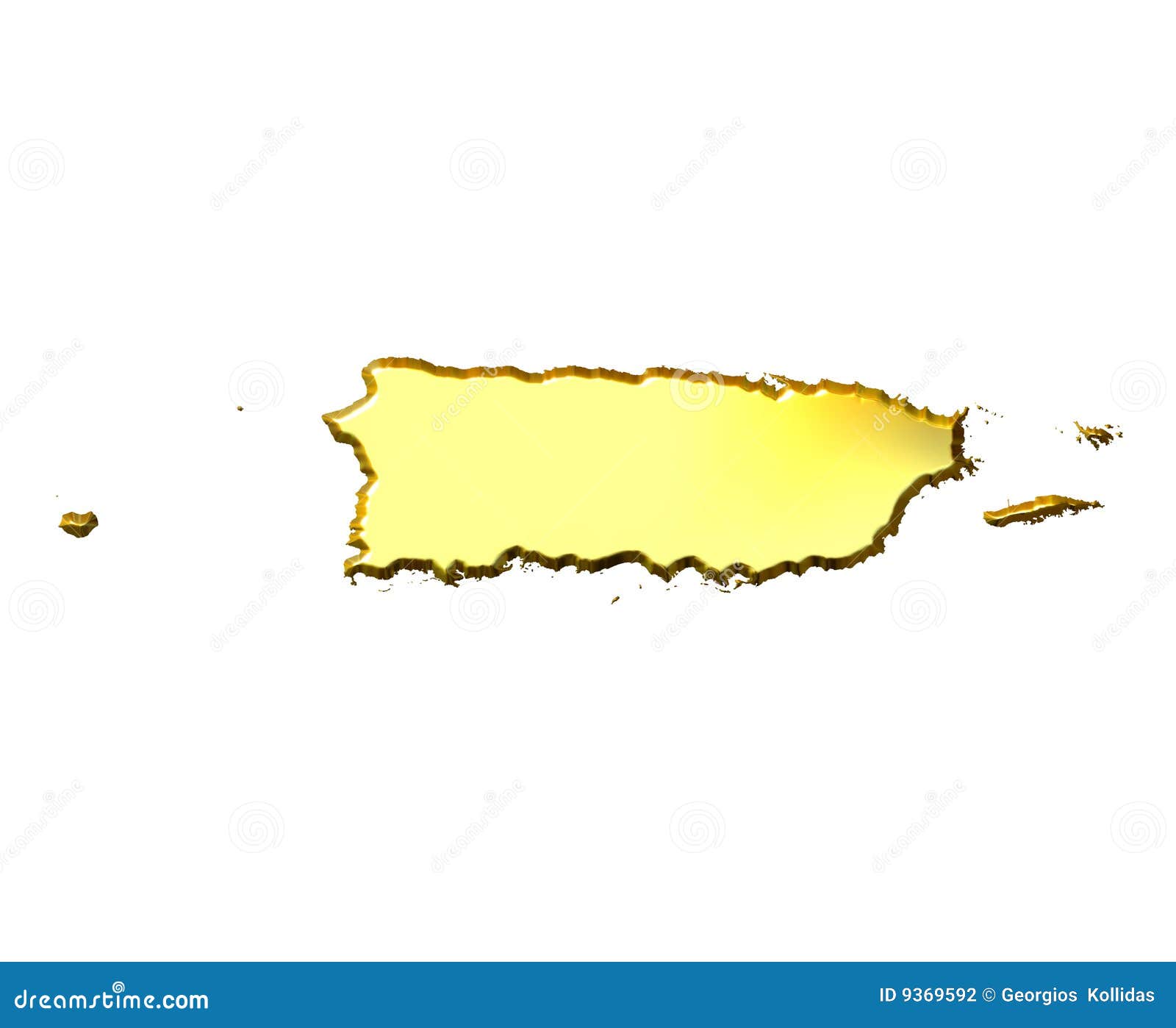 Mapa Dourado De Puerto Rico 3d Ilustração Stock - Ilustração de metal ...