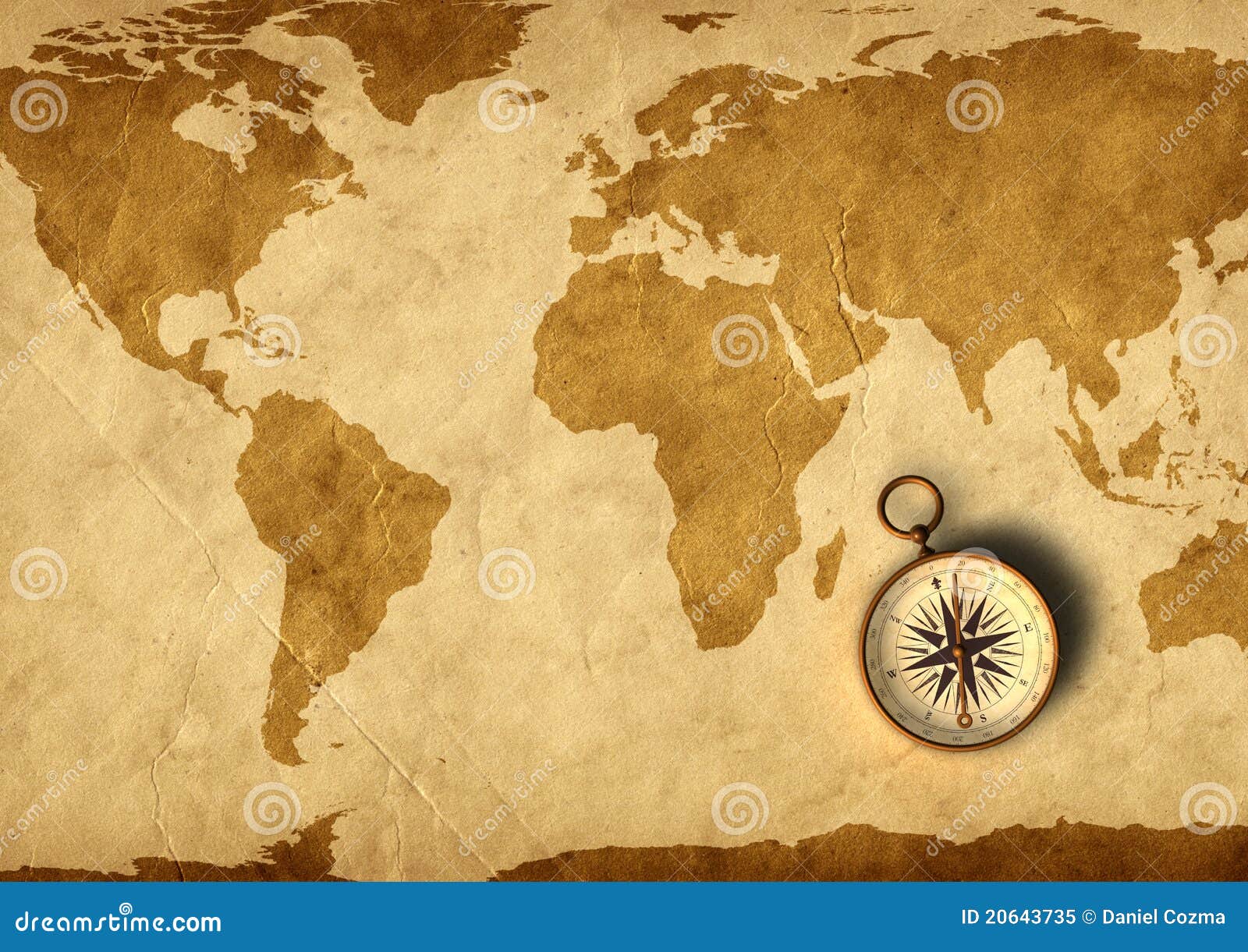 Mapa e compasso velhos ilustração stock. Ilustração de instrumento ...