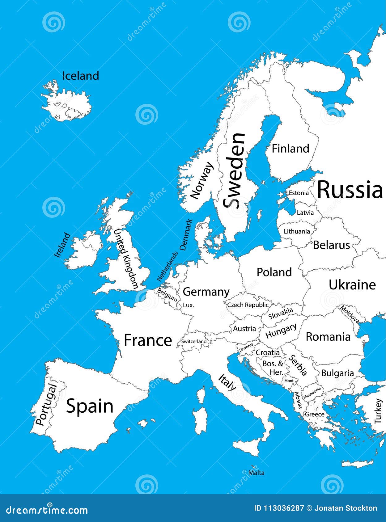Mapa En Blanco Editable Del Vector De Europa El Mapa Del Vector De ...