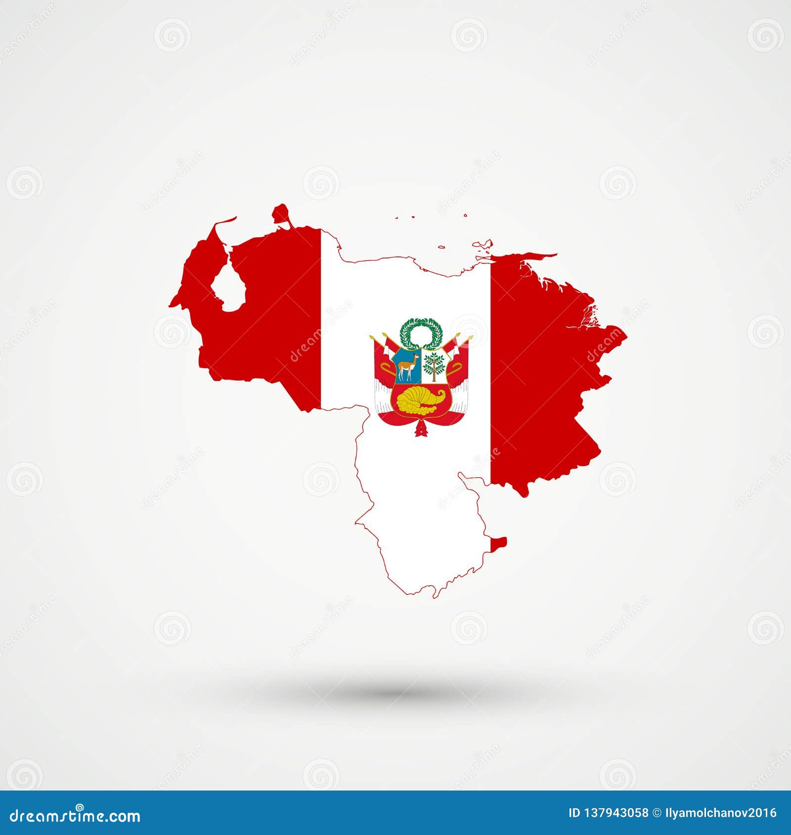 Mapa En Colores De La Bandera De Perú, Vector Editable De Venezuela ...