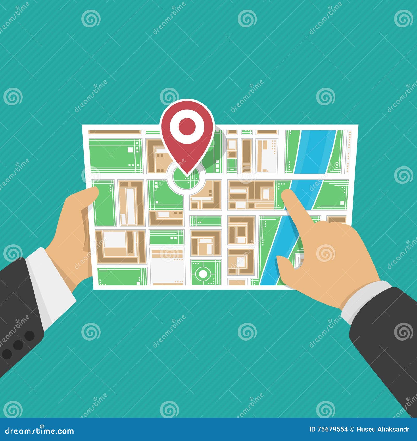 Mapa en manos ilustración del vector. Ilustración de muestra - 75679554