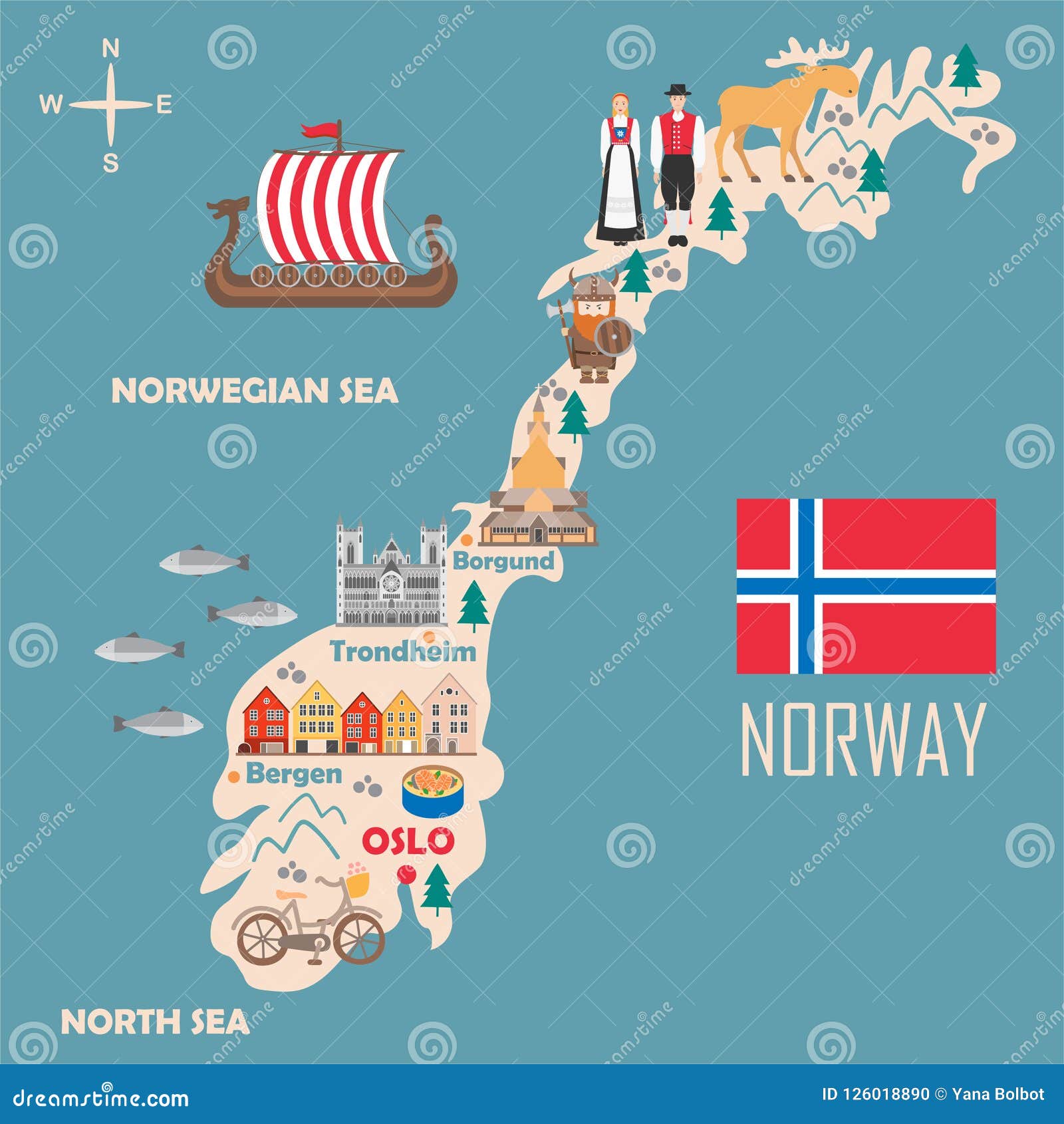 Mapa estilizado de Noruega ilustración del vector. Ilustración de oslo ...
