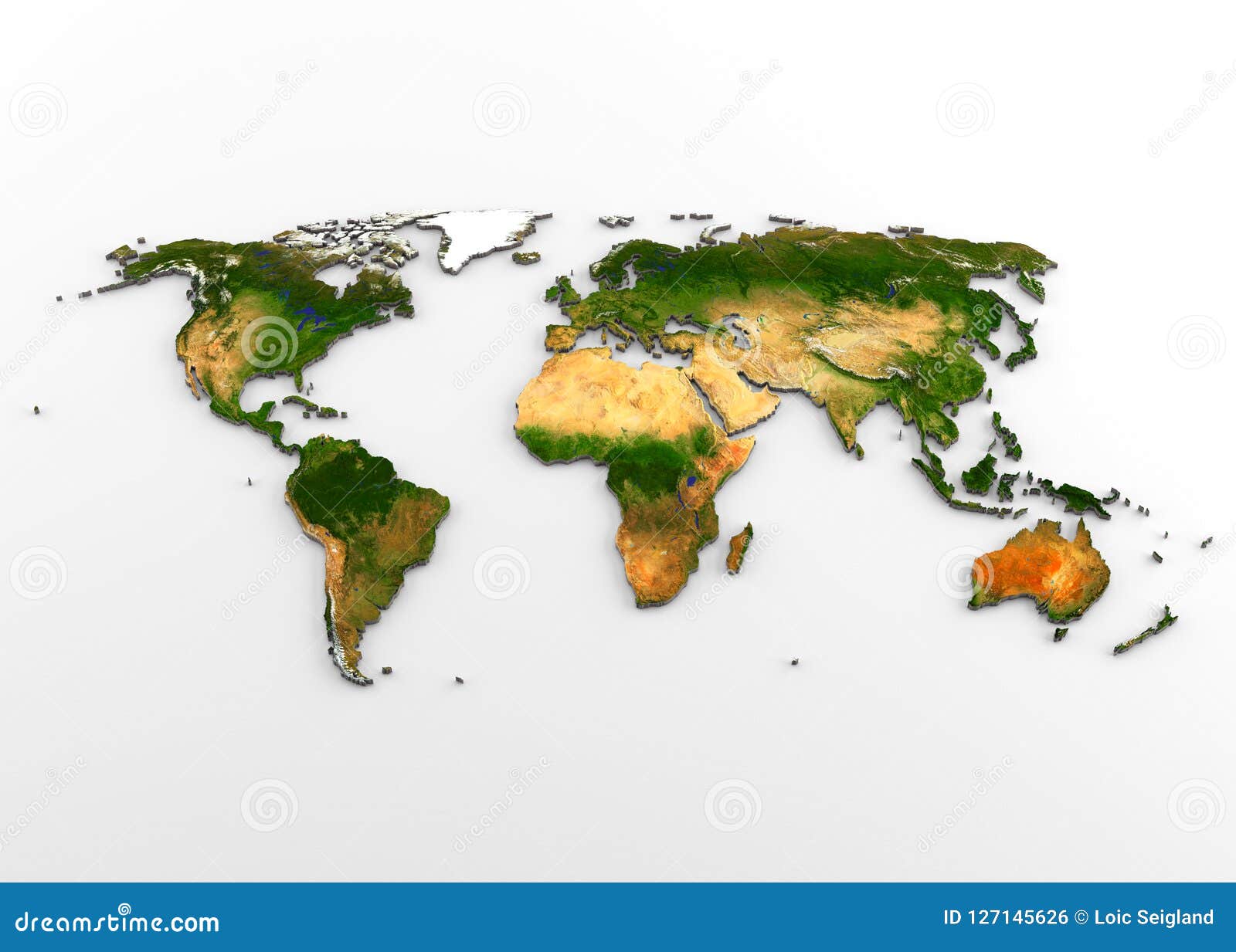 Mapa Físico Do Mundo 3D Com Relevo Ilustração Stock - Ilustração de ...
