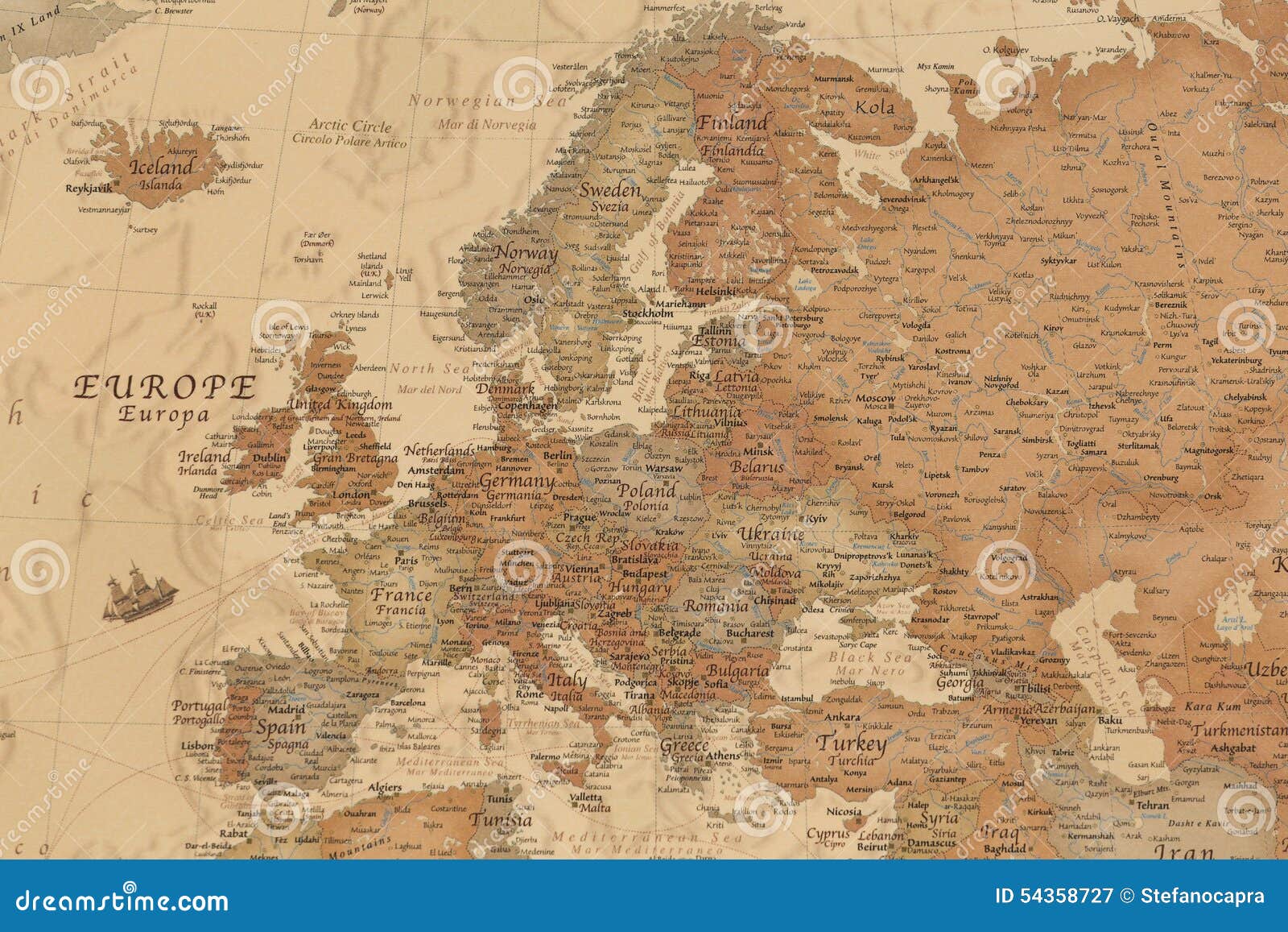Mapa Geográfico Antiguo De Europa Imagen de archivo - Imagen de ...