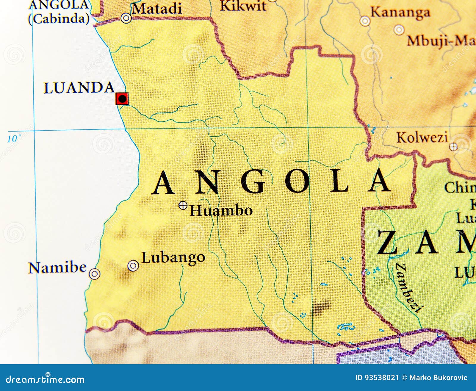 Mapa Geográfico De Angola Com Cidades Importantes Imagem de Stock ...