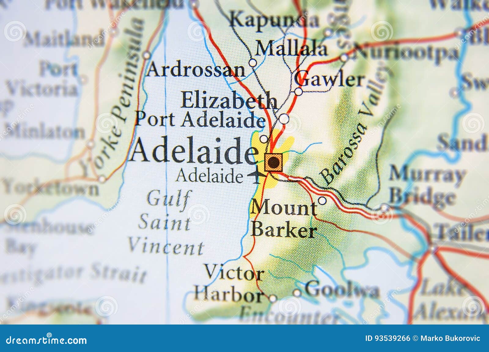 Mapa Geográfico De Austrália Com Cidade De Adelaide Foto de Stock ...