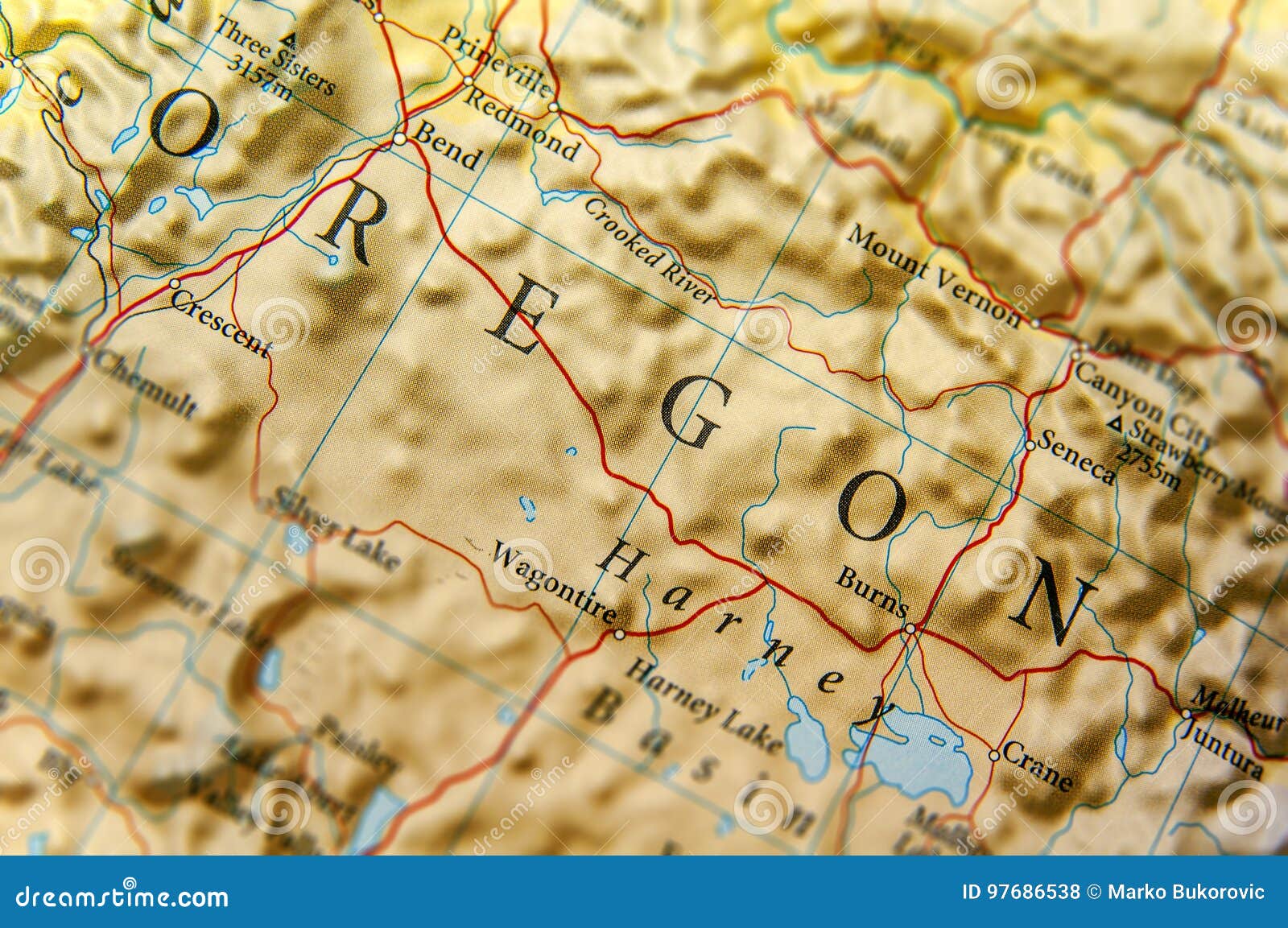 Mapa Geográfico Del Cierre De Oregon Foto de archivo - Imagen de ...