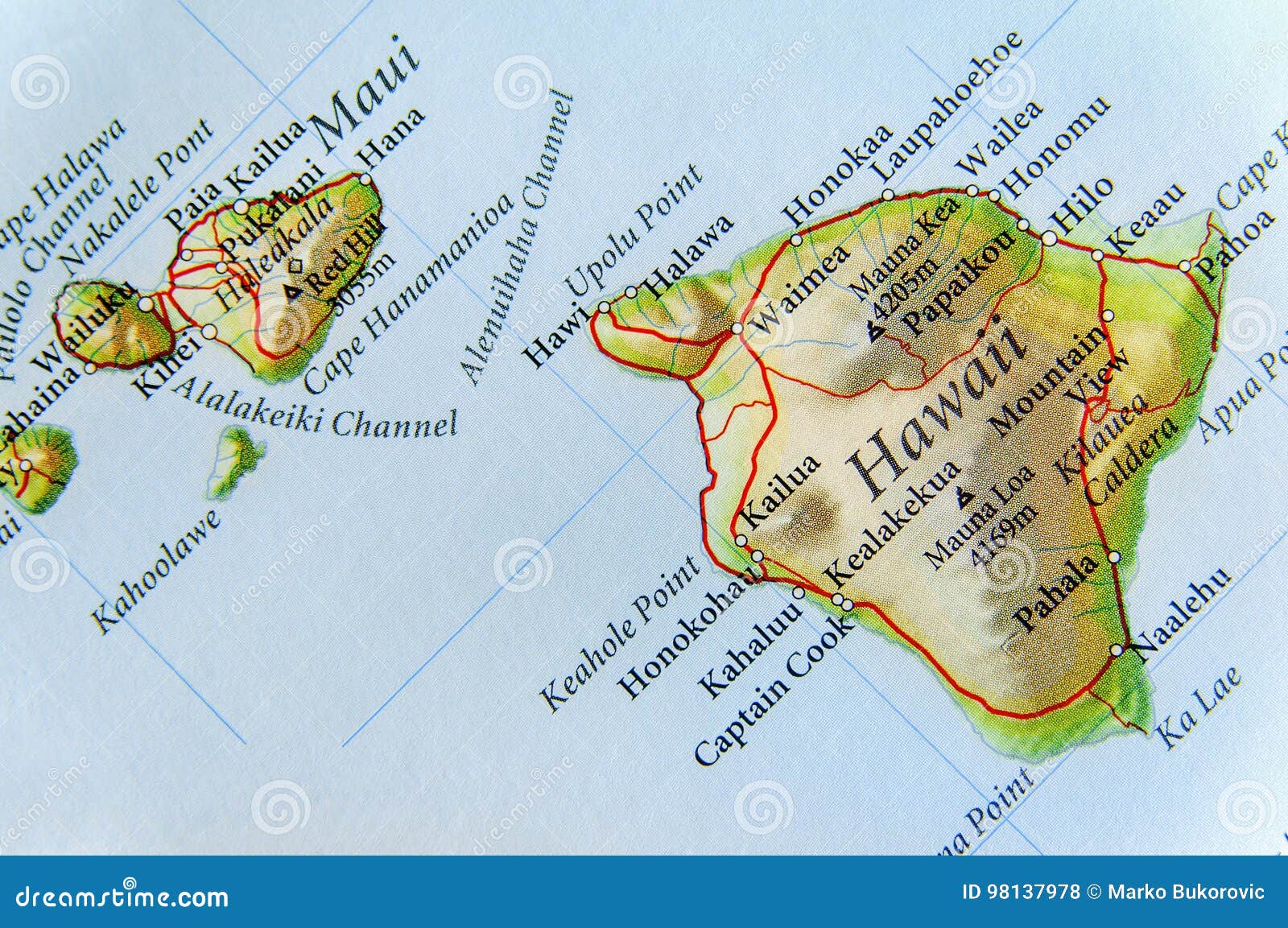 Mapa Geográfico Do Estado De E.U. Havaí E De Cidades Importantes Foto ...