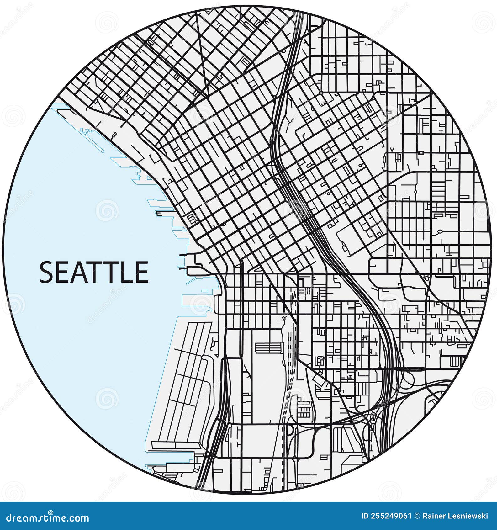 Mapa Geral Da Cidade De Seattle Washington Estados Unidos Ilustração do ...
