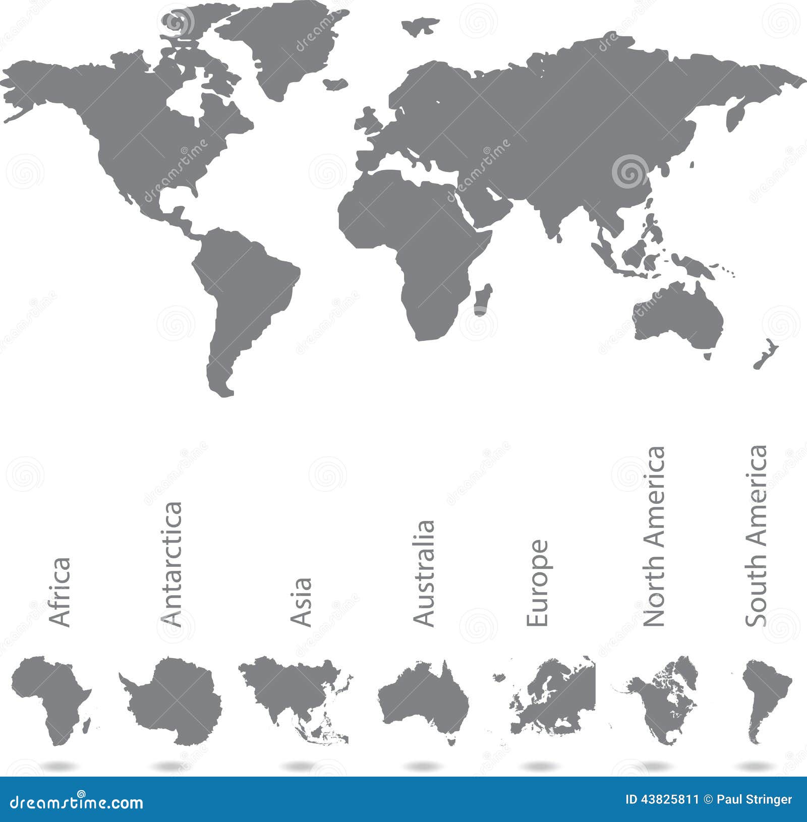Mapa Ilustrado Do Mundo Com Todos Os Continentes Ilustração do Vetor ...