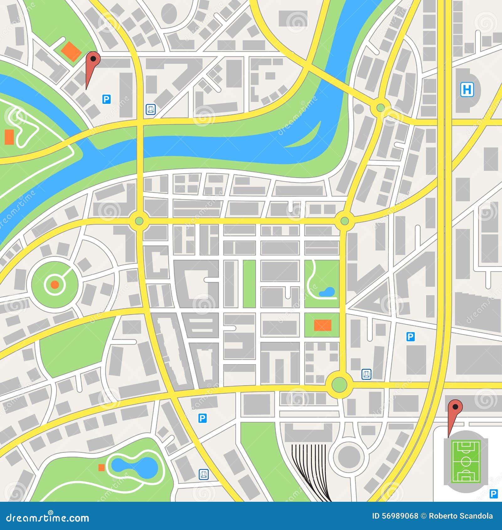 Mapa Imaginário Do Vetor Da Cidade Ilustração do Vetor - Ilustração de ...