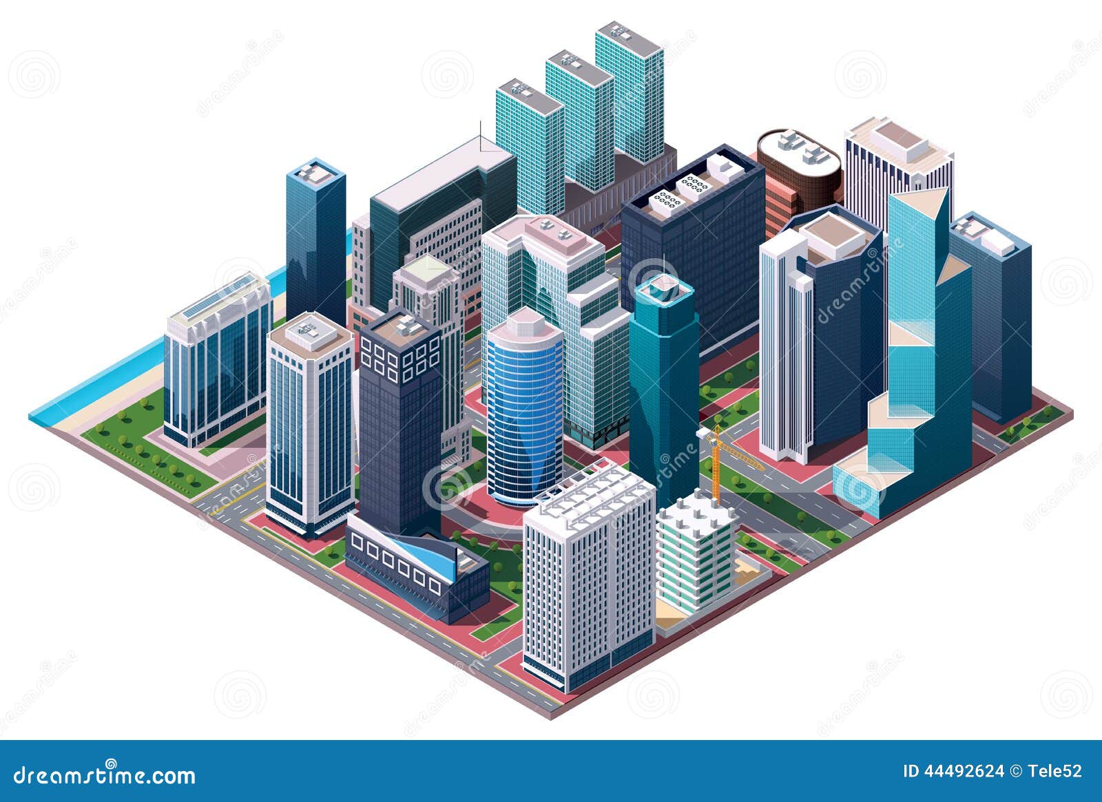 Mapa Isométrico Del Centro De Ciudad Del Vector Ilustración Del Vector