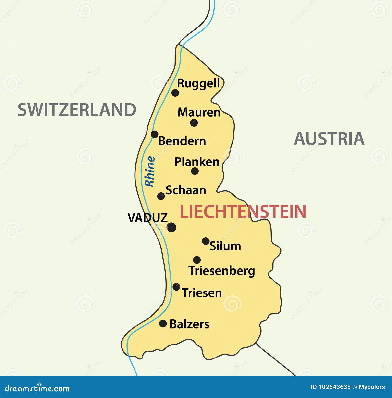 Mapa Liechtenstein - Wektorowa Ilustracja Ilustracja Wektor ...