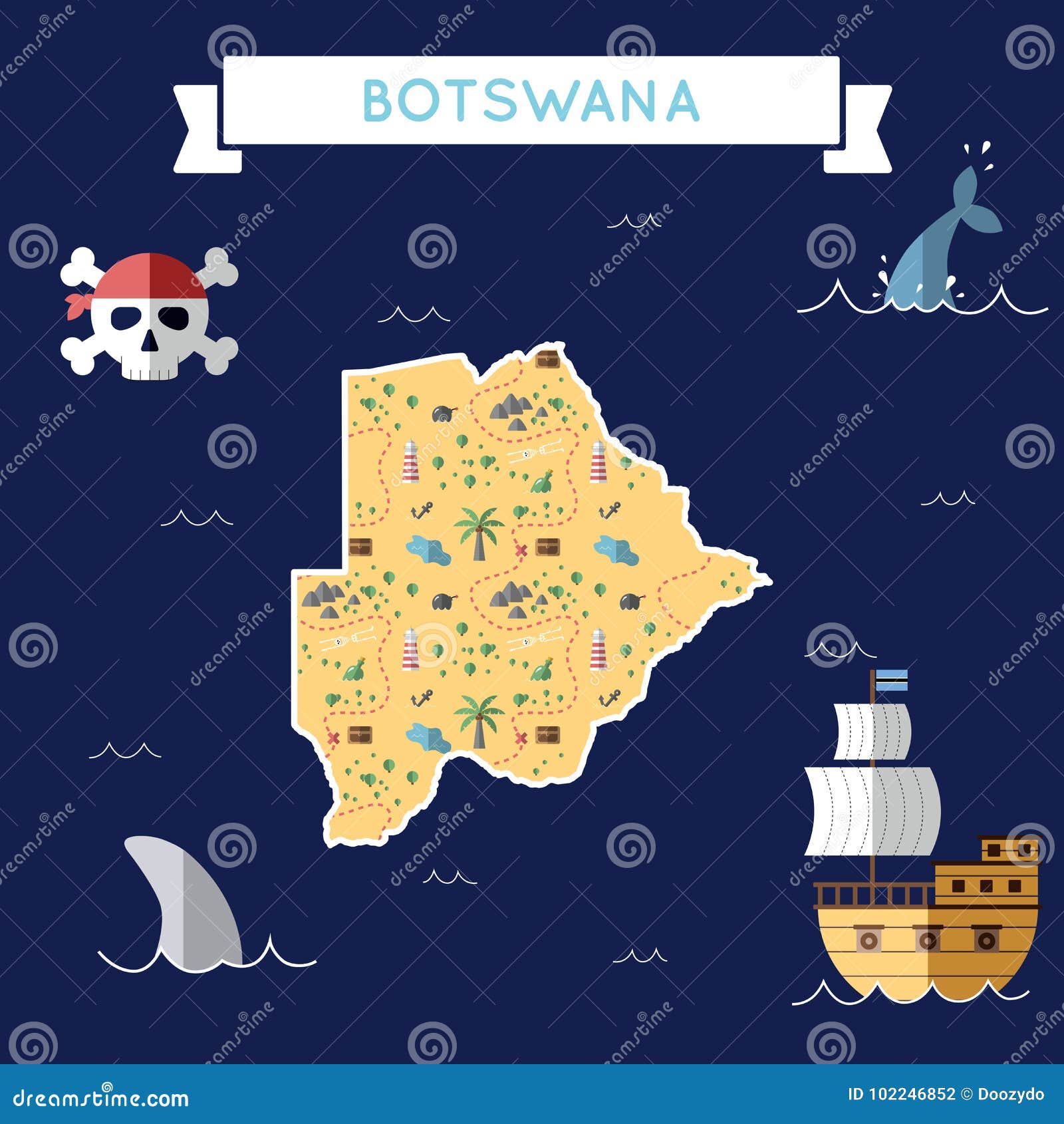 Mapa Liso Do Tesouro De Botswana Ilustração do Vetor - Ilustração de ...