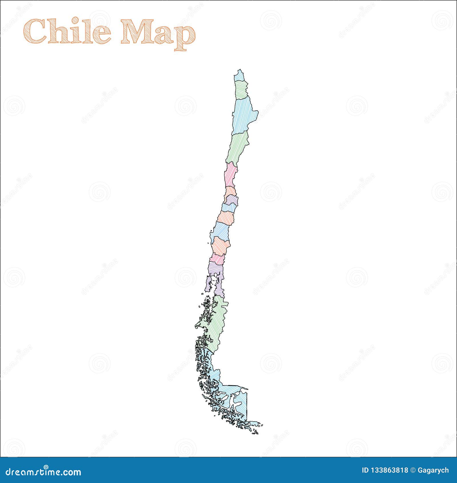Mapa a mano de Chile ilustración del vector. Ilustración de cartel ...
