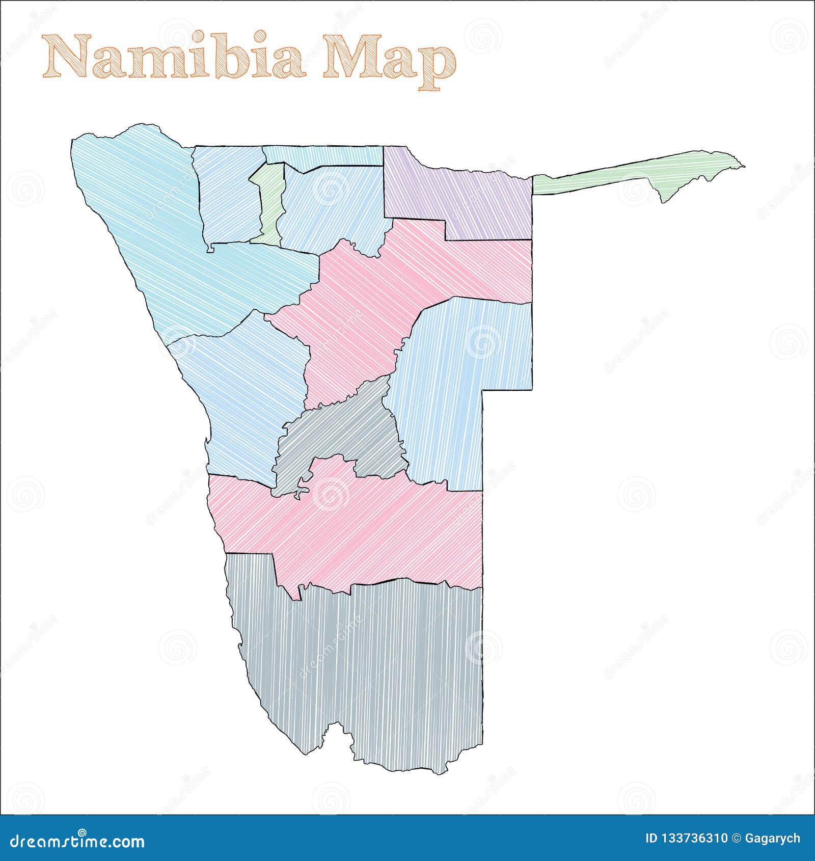 Mapa a mano de Namibia ilustración del vector. Ilustración de negocios ...