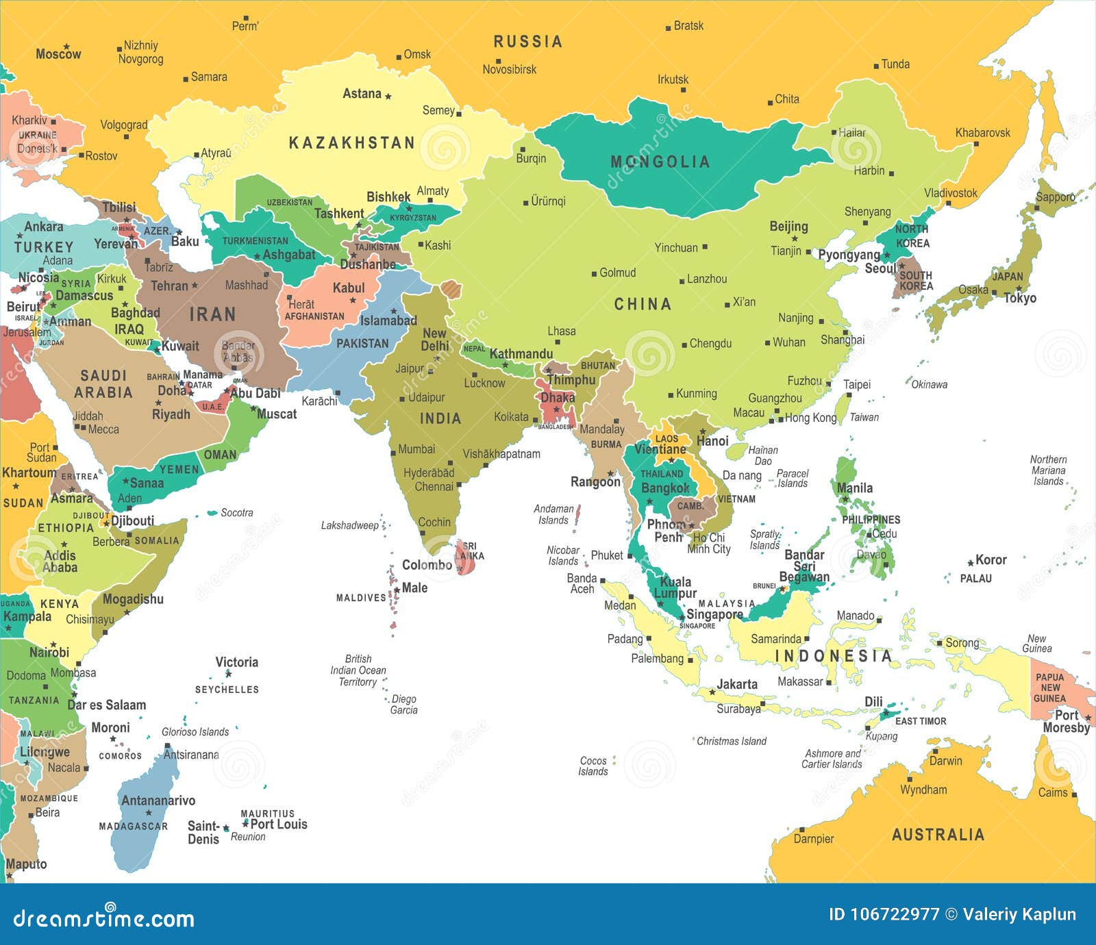 Mapa Meridional De Asia - Ejemplo Del Vector Stock de ilustración ...