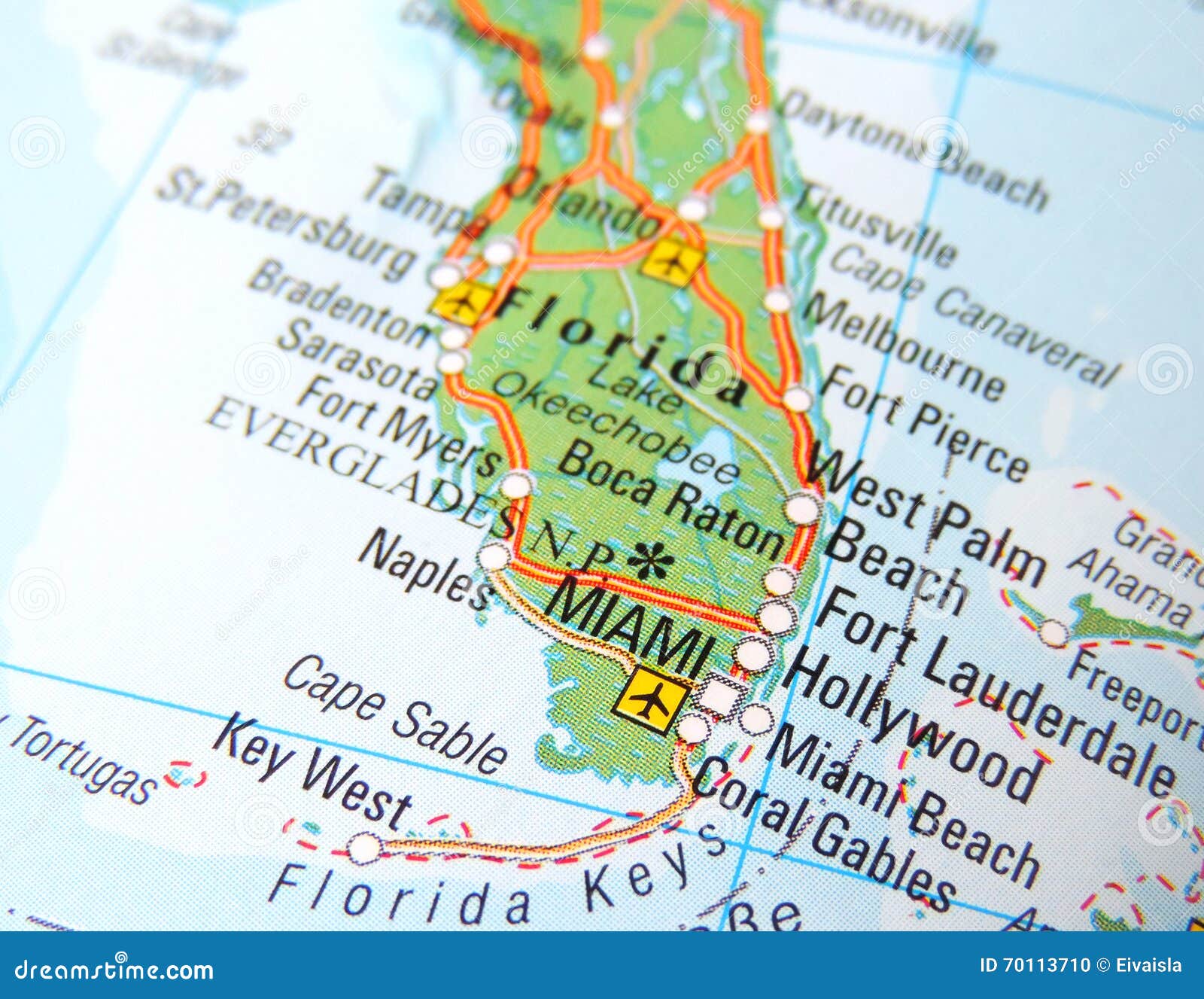 Mapa Miami zdjęcie stock. Obraz złożonej z globus, teren - 70113710