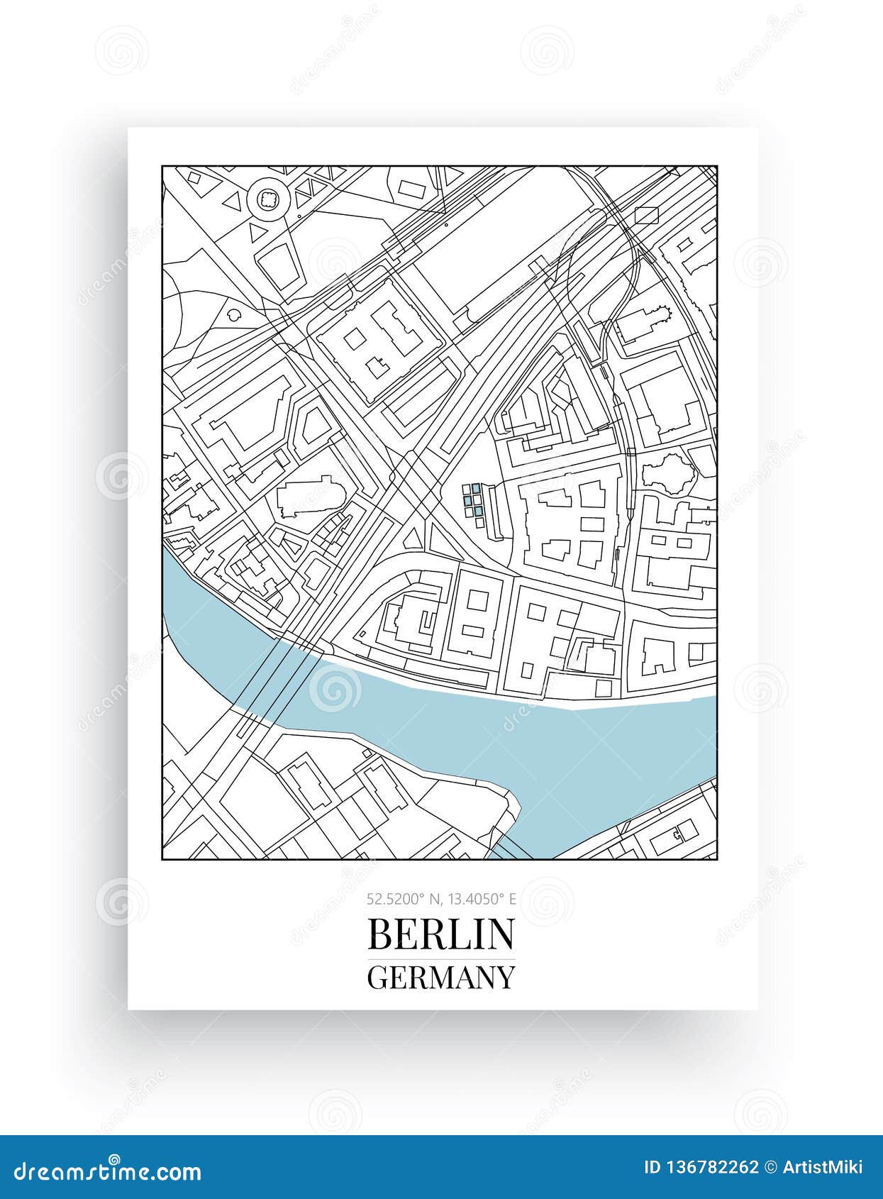 Mapa Minimalista Berlim, Berlin Map Design Ilustração do Vetor ...