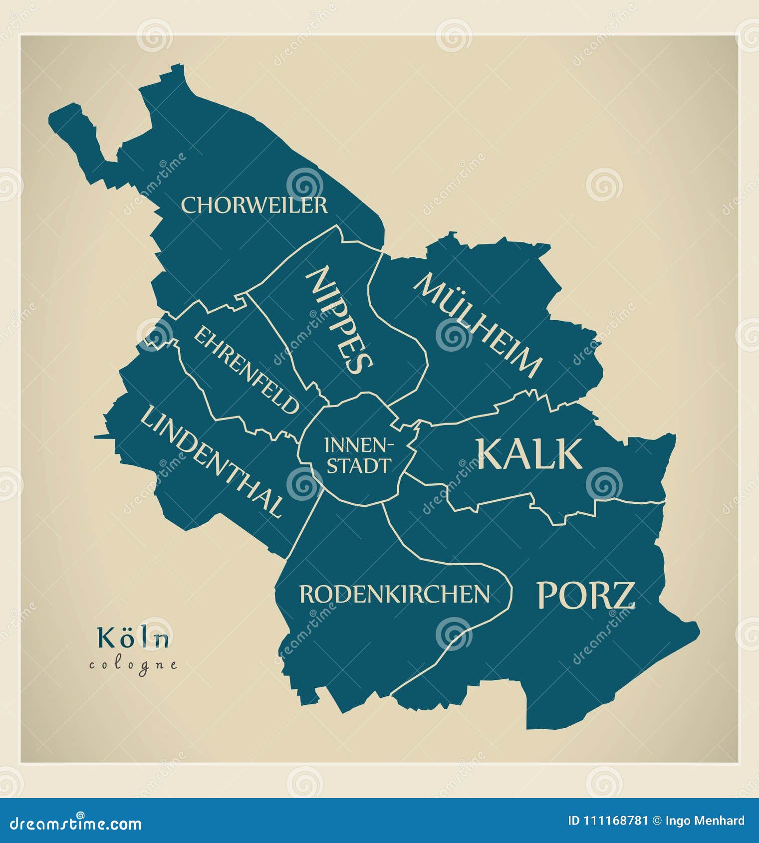 Mapa Moderno - Ciudad De Colonia De Alemania DE Ilustración del Vector ...