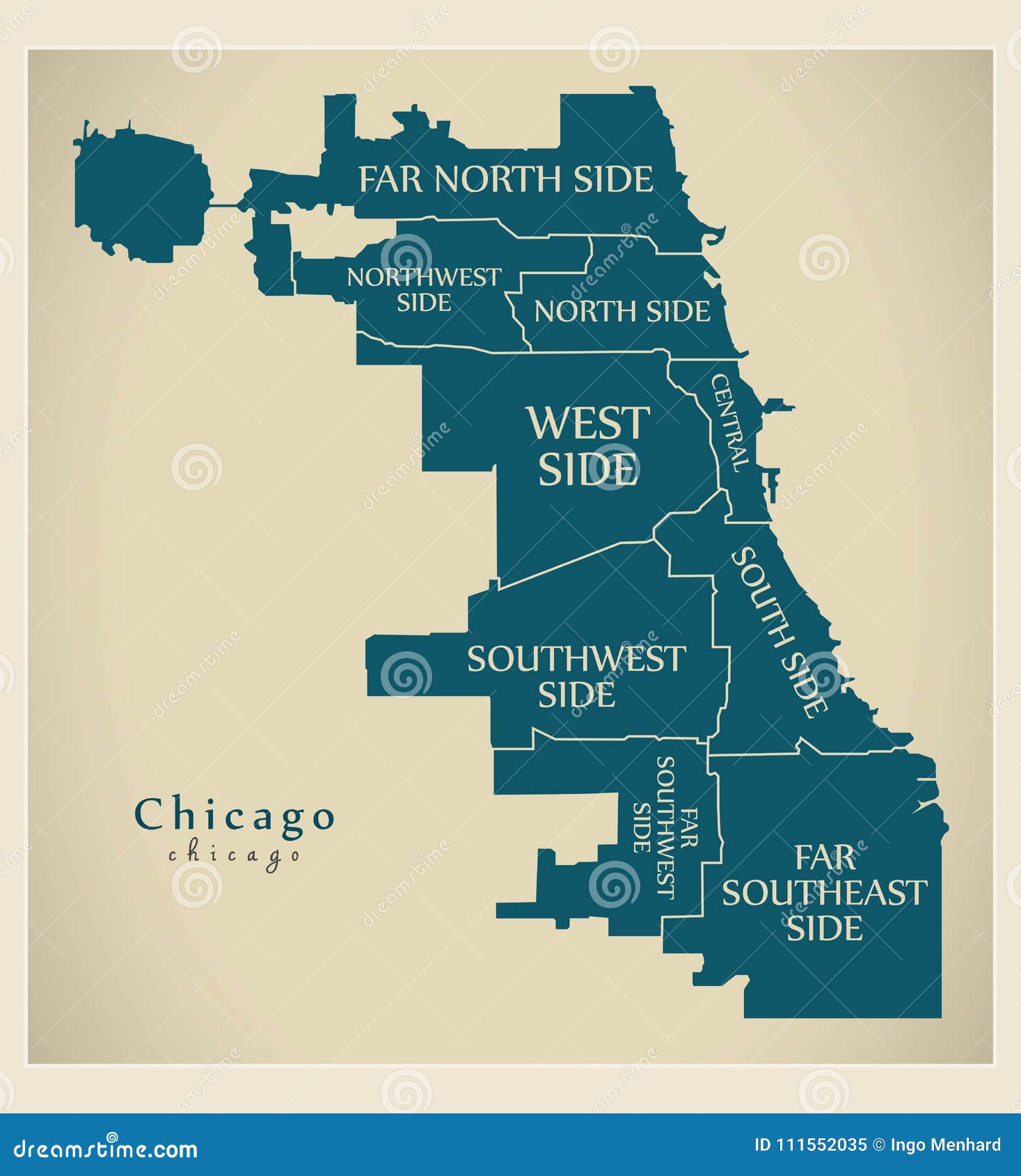 Mapa Moderno Da Cidade - Cidade De Chicago Dos EUA Com Cidades E Titl ...