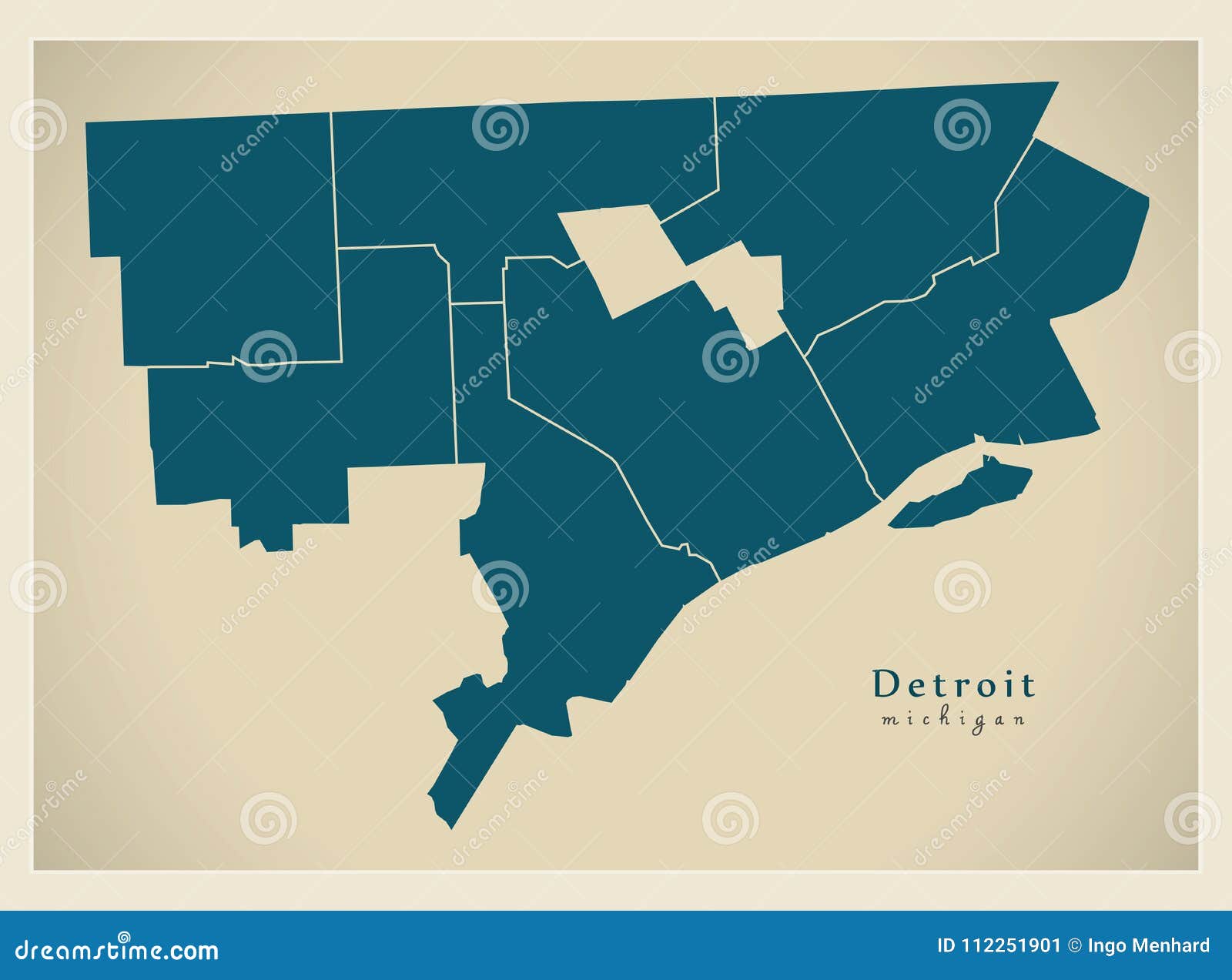Mapa Moderno Da Cidade - Cidade De Detroit Michigan Dos EUA Com ...