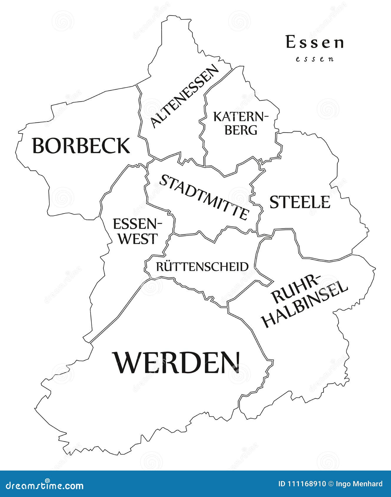 Mapa Moderno Da Cidade - Cidade De Essen De Alemanha Com Cidades E ...