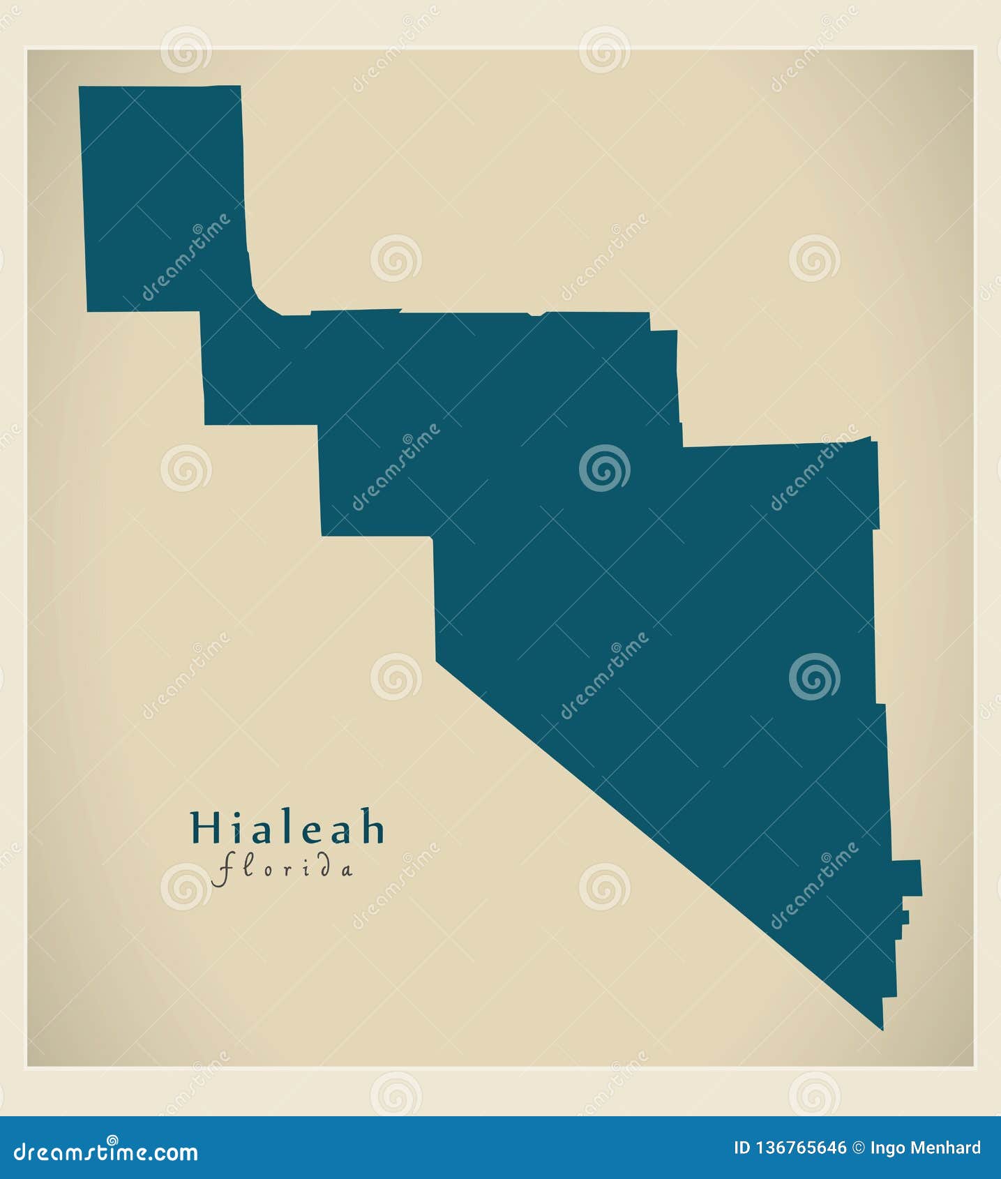 Mapa Moderno Da Cidade - Cidade De Hialeah Florida Dos EUA Ilustração ...