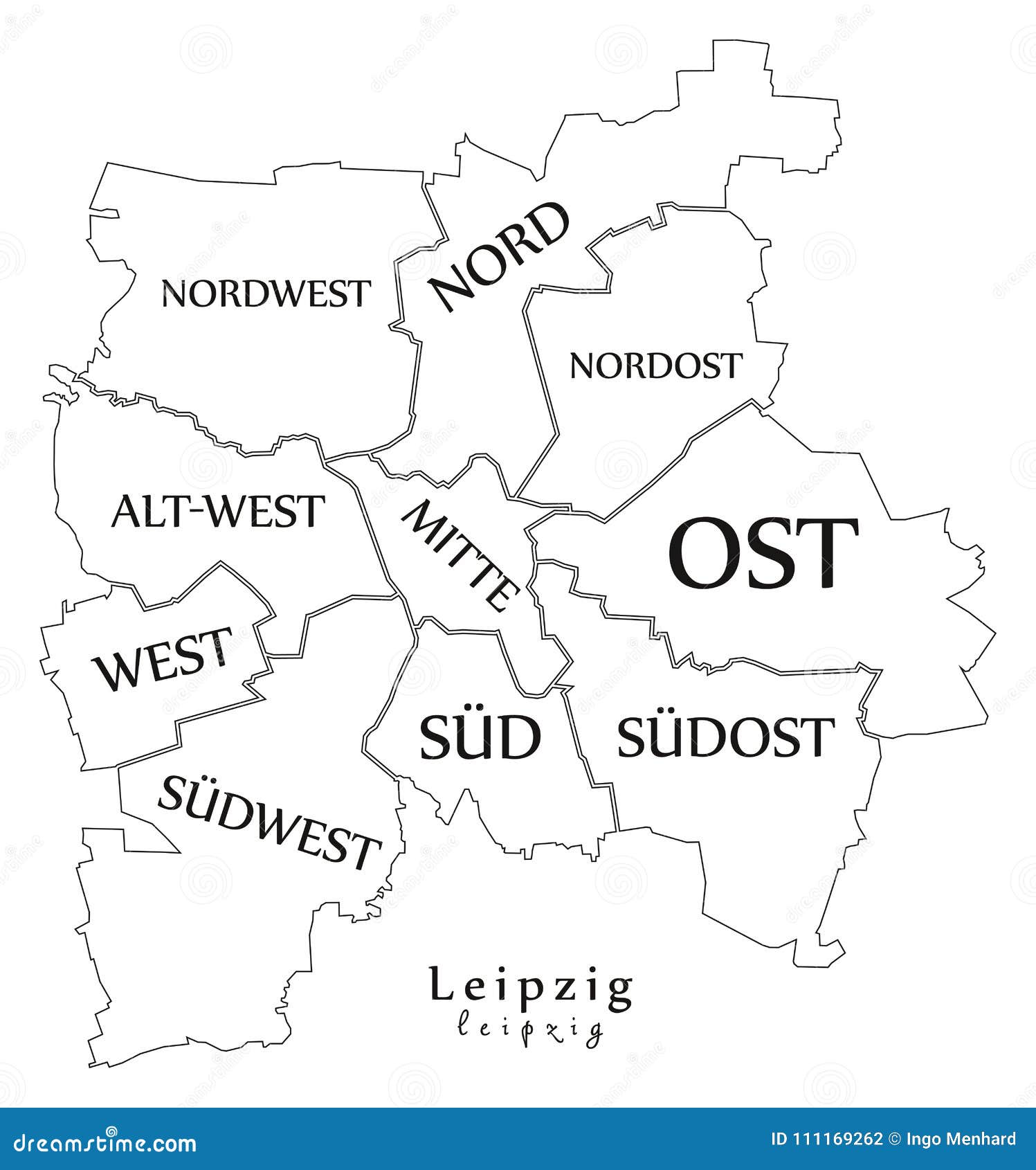 Mapa Moderno Da Cidade - Cidade De Leipzig De Alemanha Com Cidades E ...