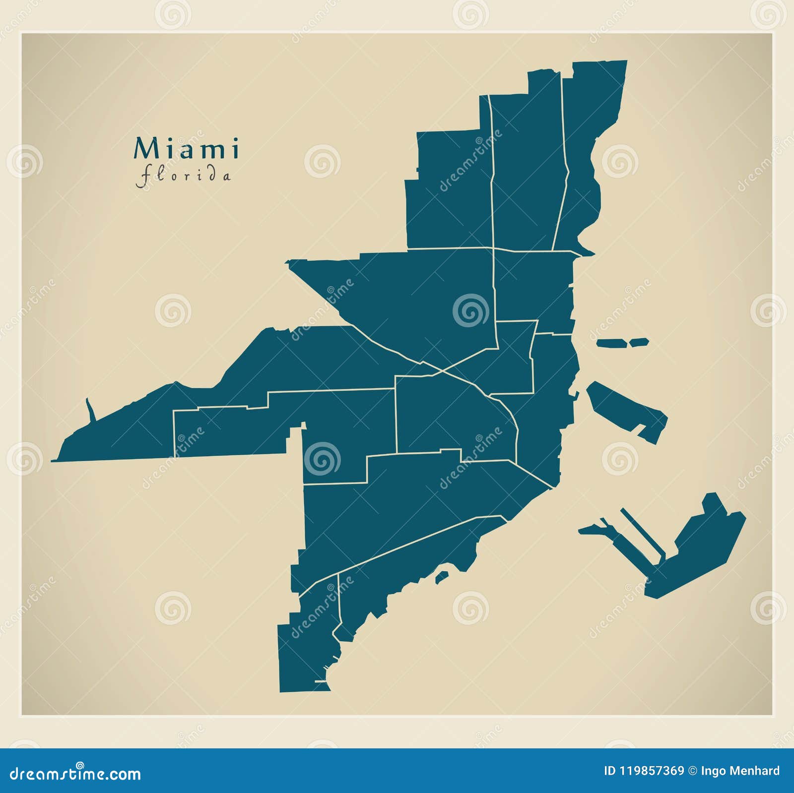 Mapa Moderno Da Cidade - Cidade De Miami Florida Dos EUA Com ...